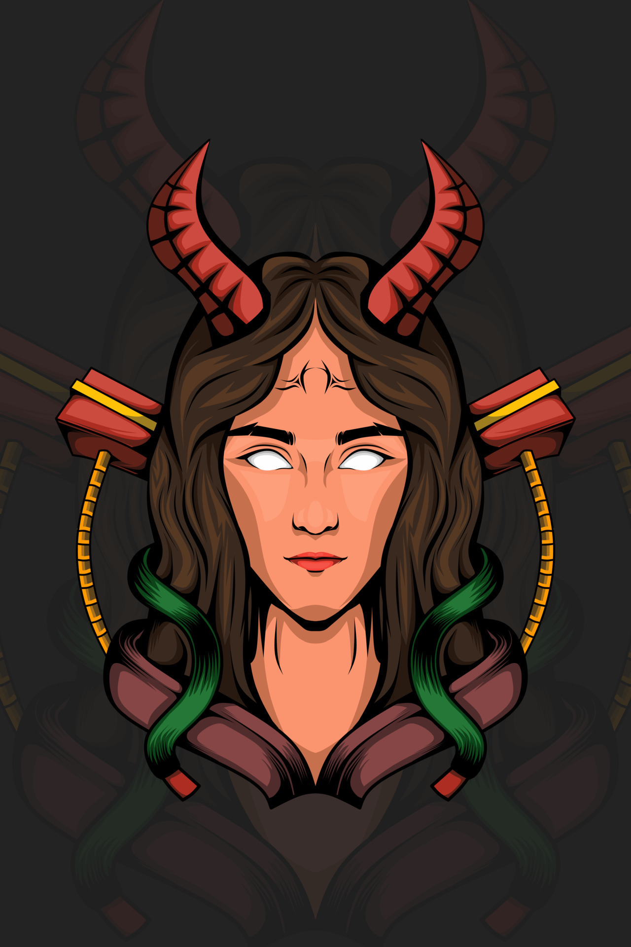 Ilustración De Rostro Femenino Con Cuernos 17762938 Vector En Vecteezy