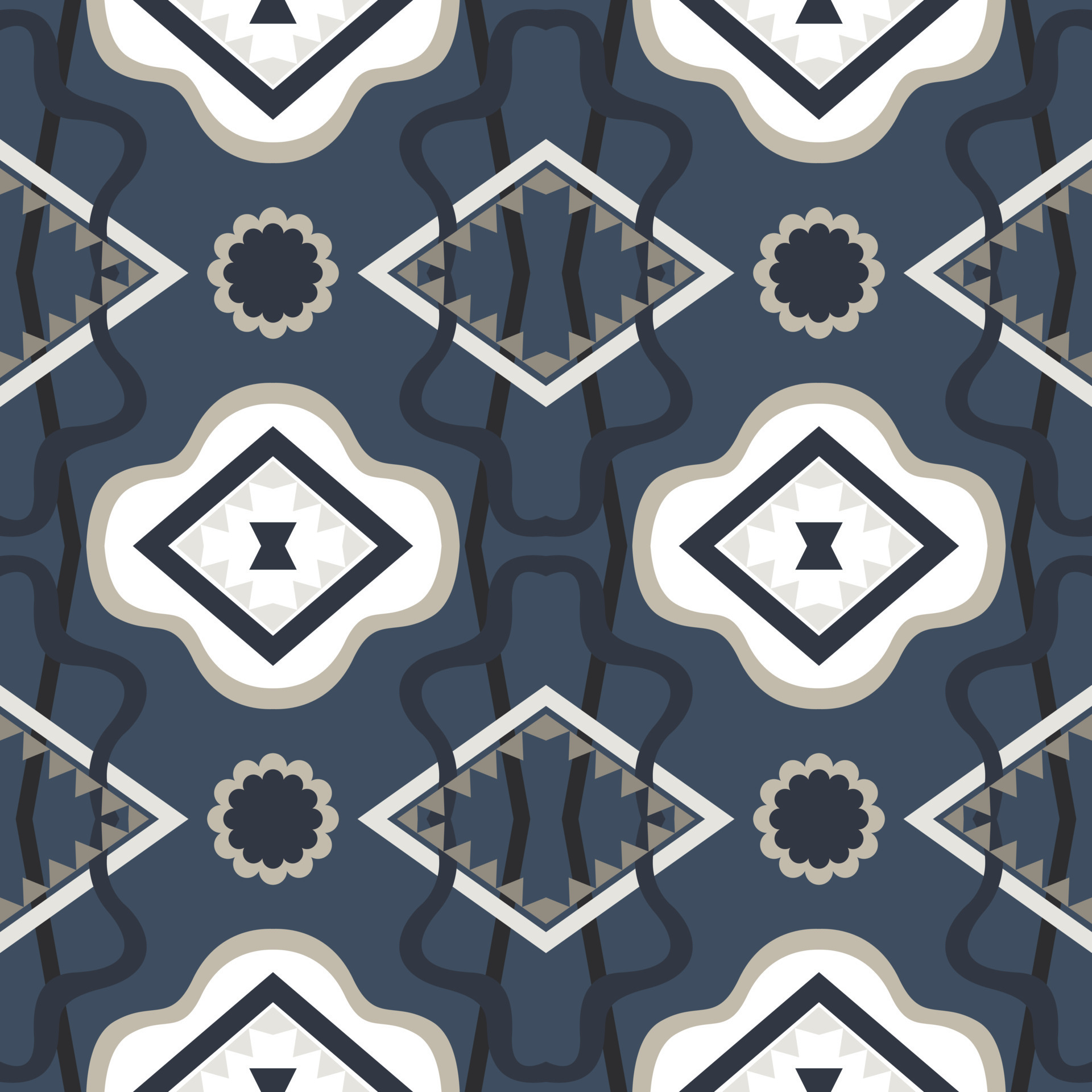 Geometric Ethnic Pattern With Square Triangle Diagonal Abstract
