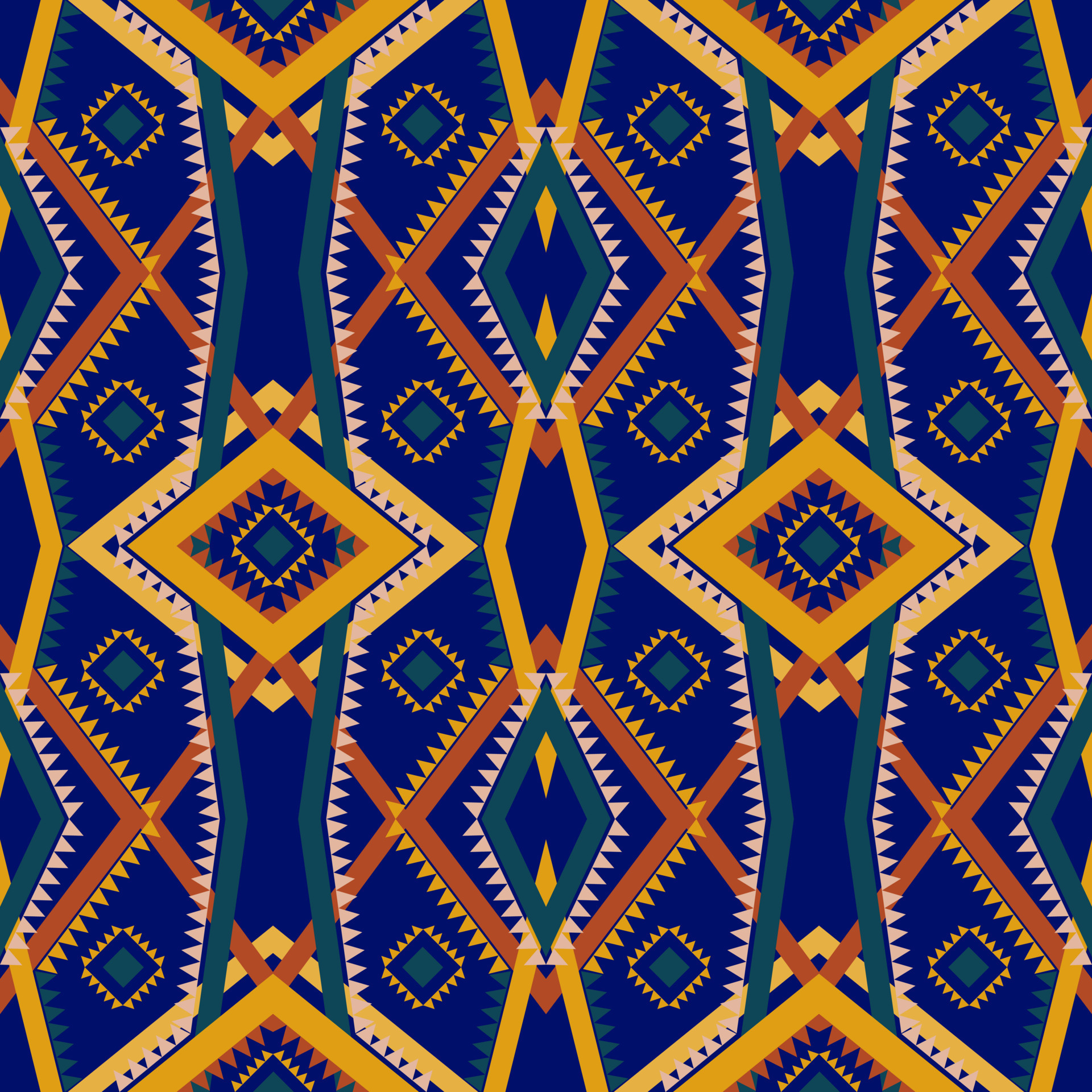 Geometric Ethnic Pattern With Square Triangle Diagonal Abstract