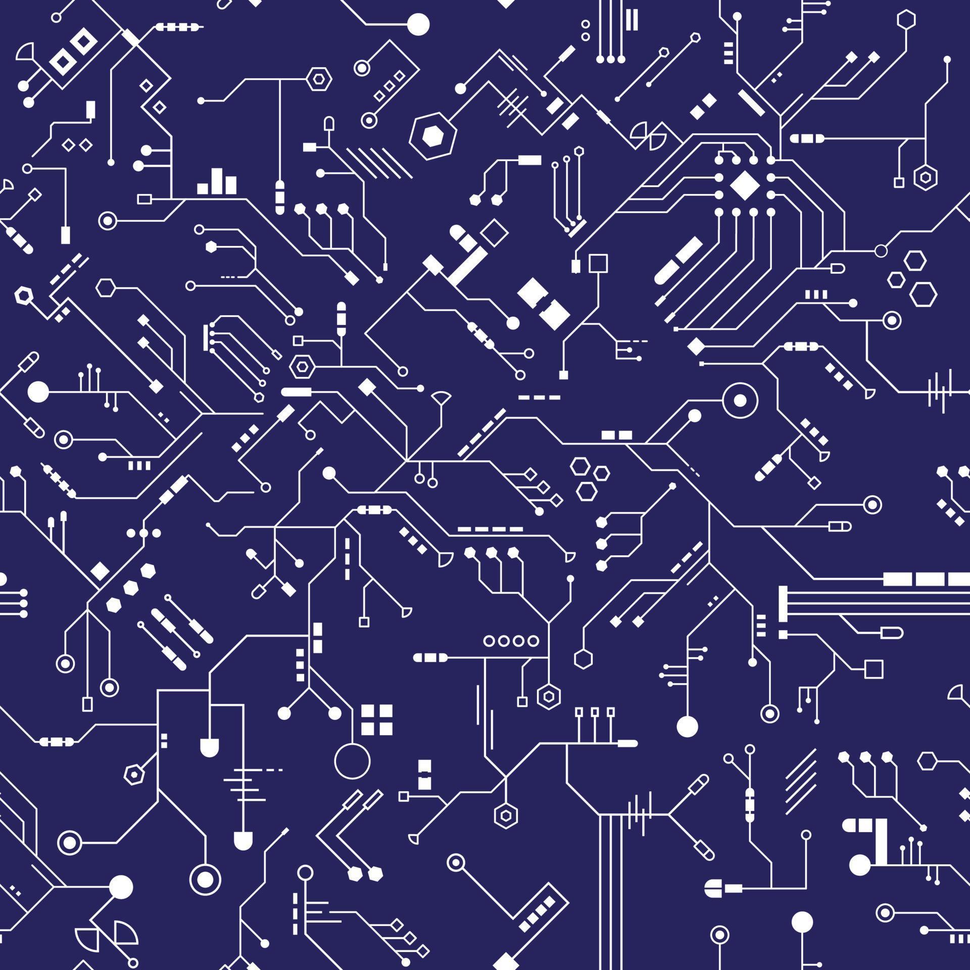 Technology pattern, circuit board graphic lines in vector, separated ...