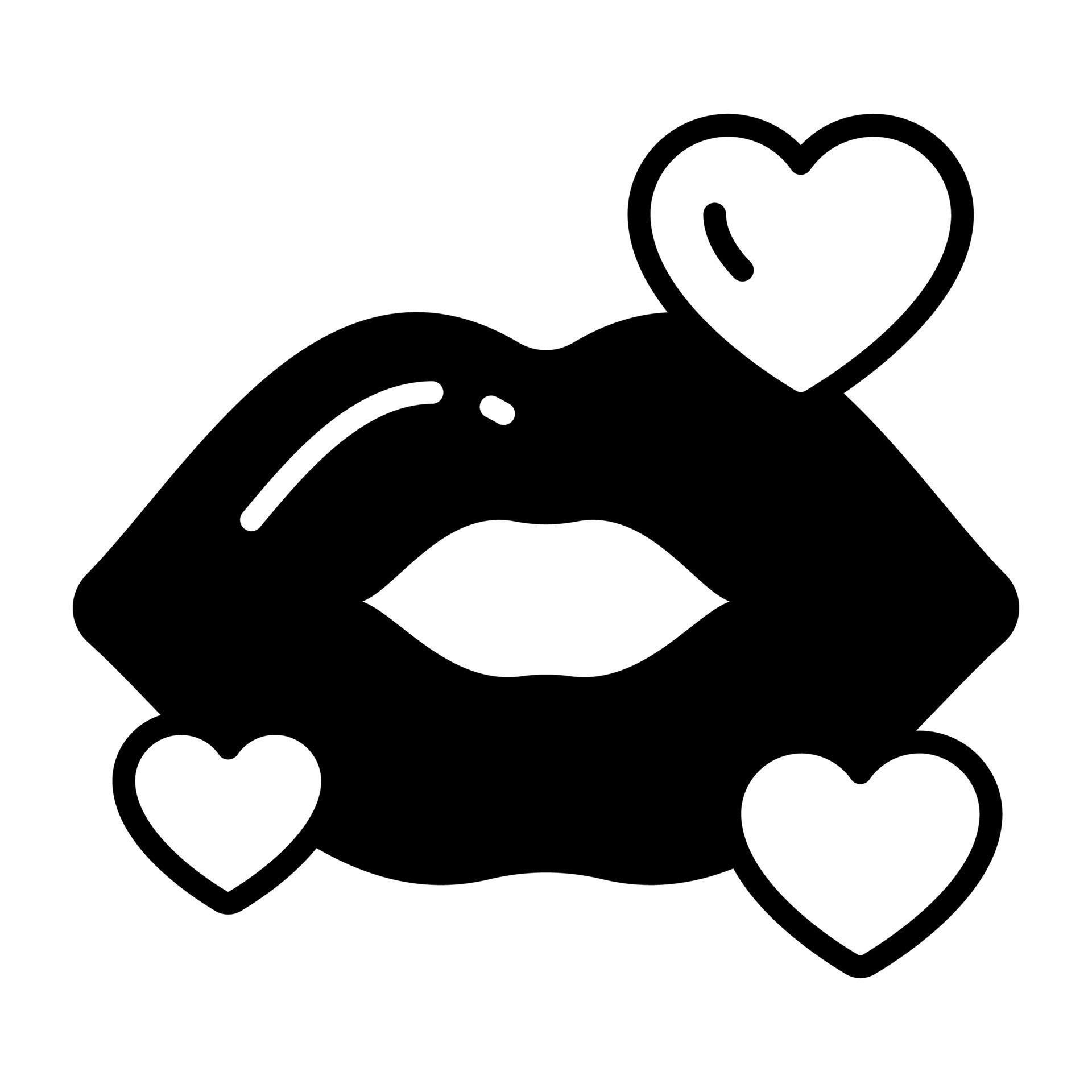 Beautiful Glossy Lips With Love Showing Kiss Icon Premium Vector