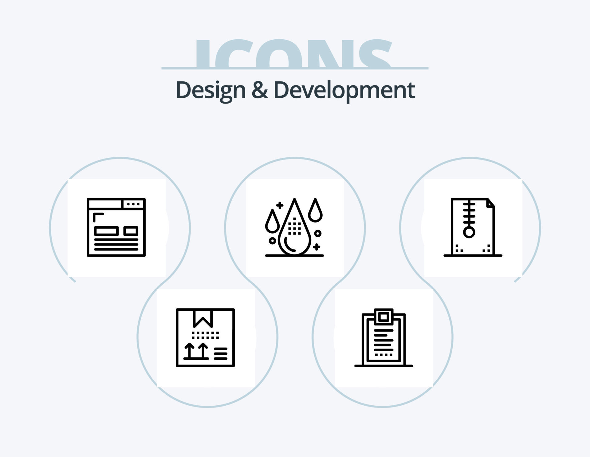 Design and Development Line Icon Pack 5 Icon Design. design. cartridge ...