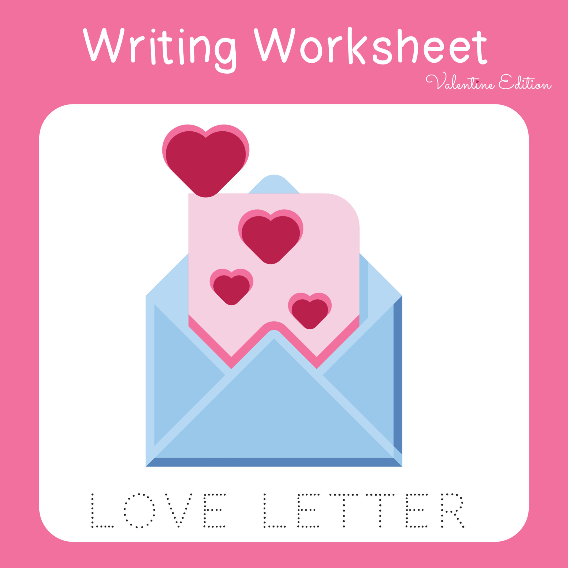 Illustration of writing practice worksheet with valentine theme ...