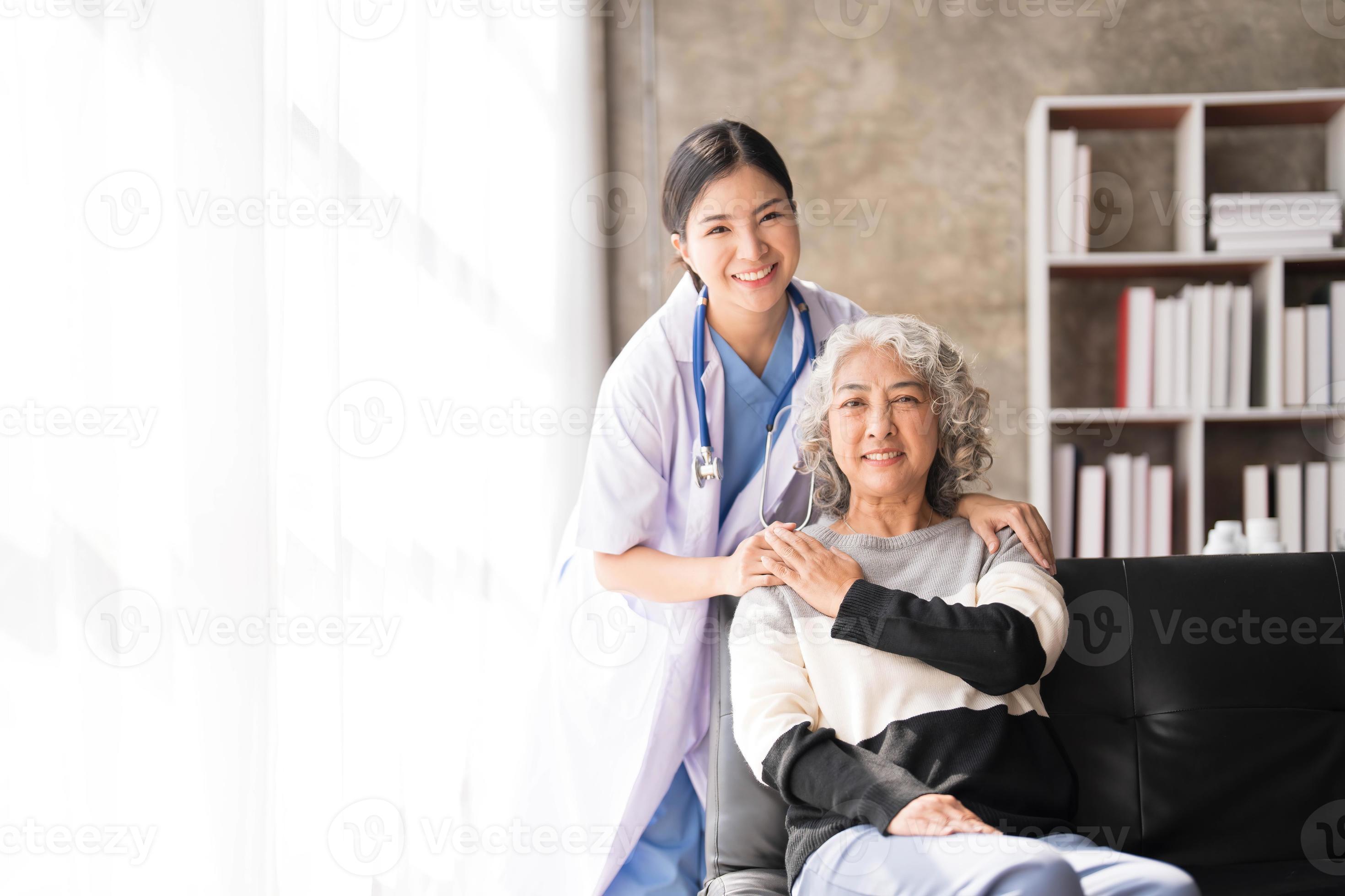 Young Caregiver Helping Senior Woman Walking Nurse Assisting Her Old