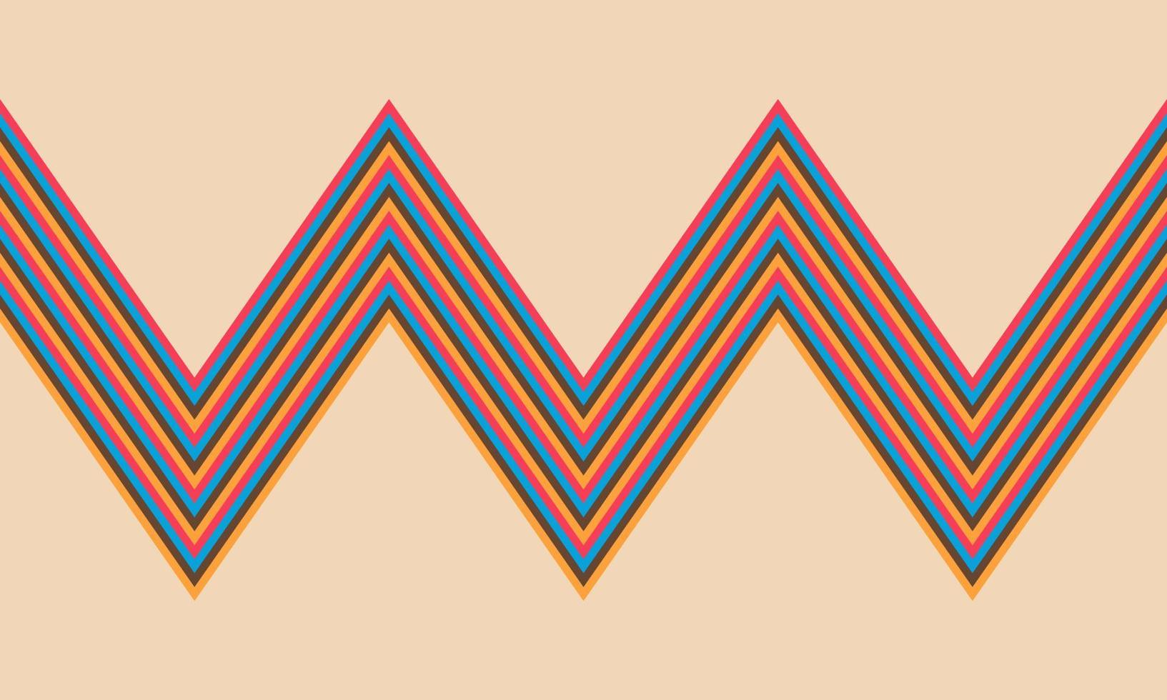 Seamless Tiling Retro Color Zig Zag Lines Pattern Vector Vintage