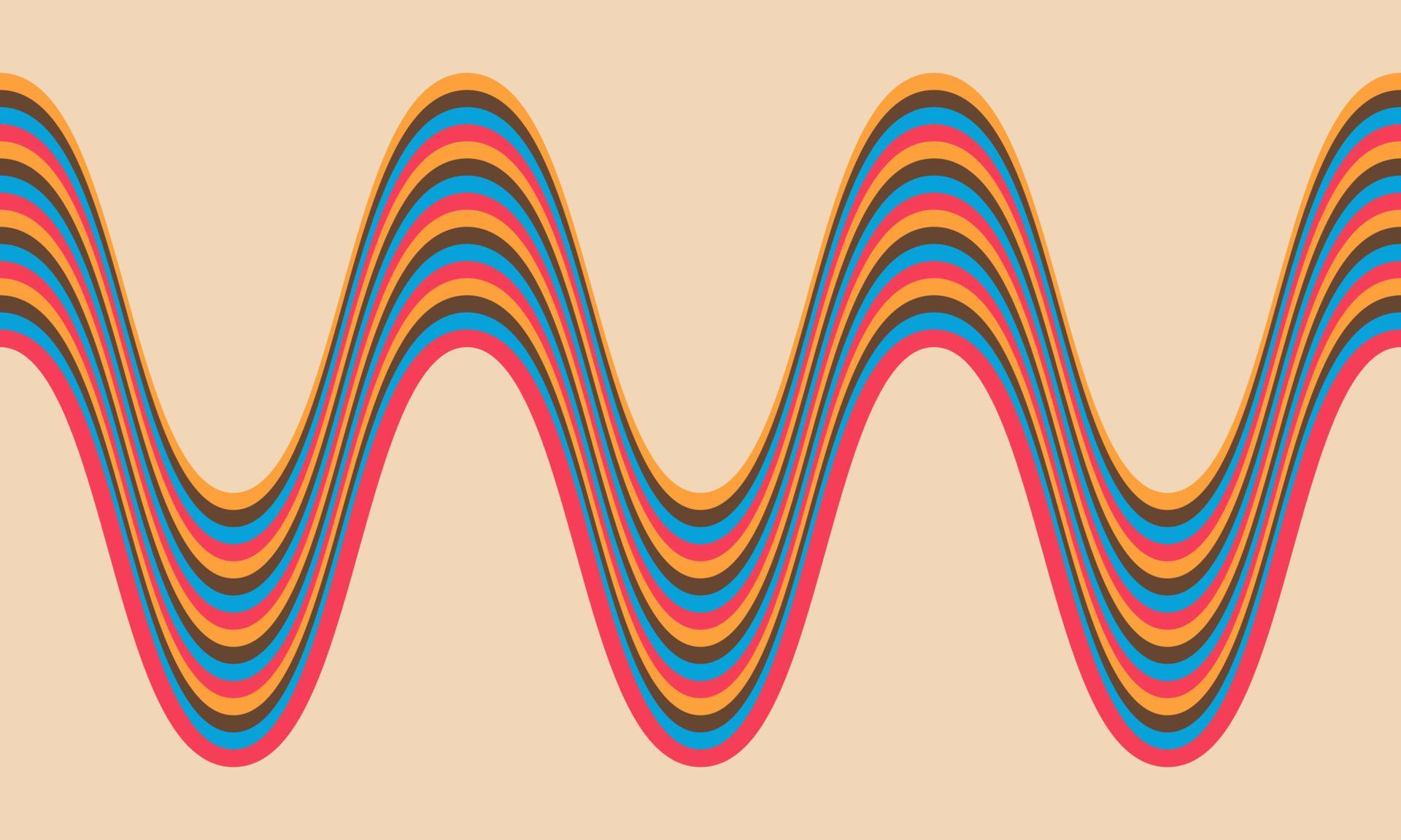 Seamless Tiling Retro Color Wave Pattern Vintage Vector Wallpaper ...