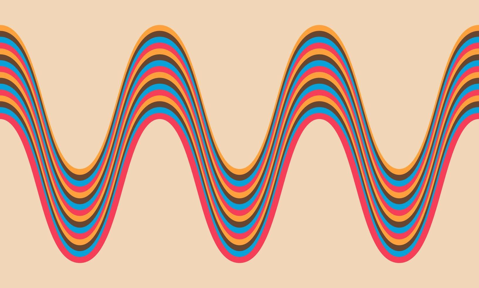 Seamless Tiling Retro Color Wave Pattern Vintage Vector Wallpaper