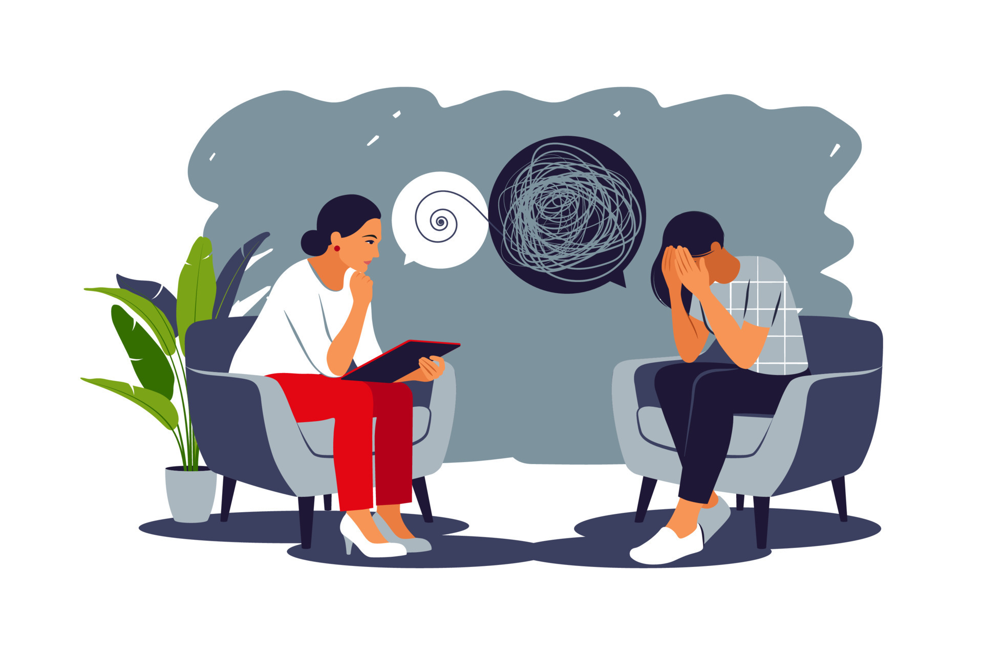 Woman During A Mental Therapy Session With A Psychotherapist Or