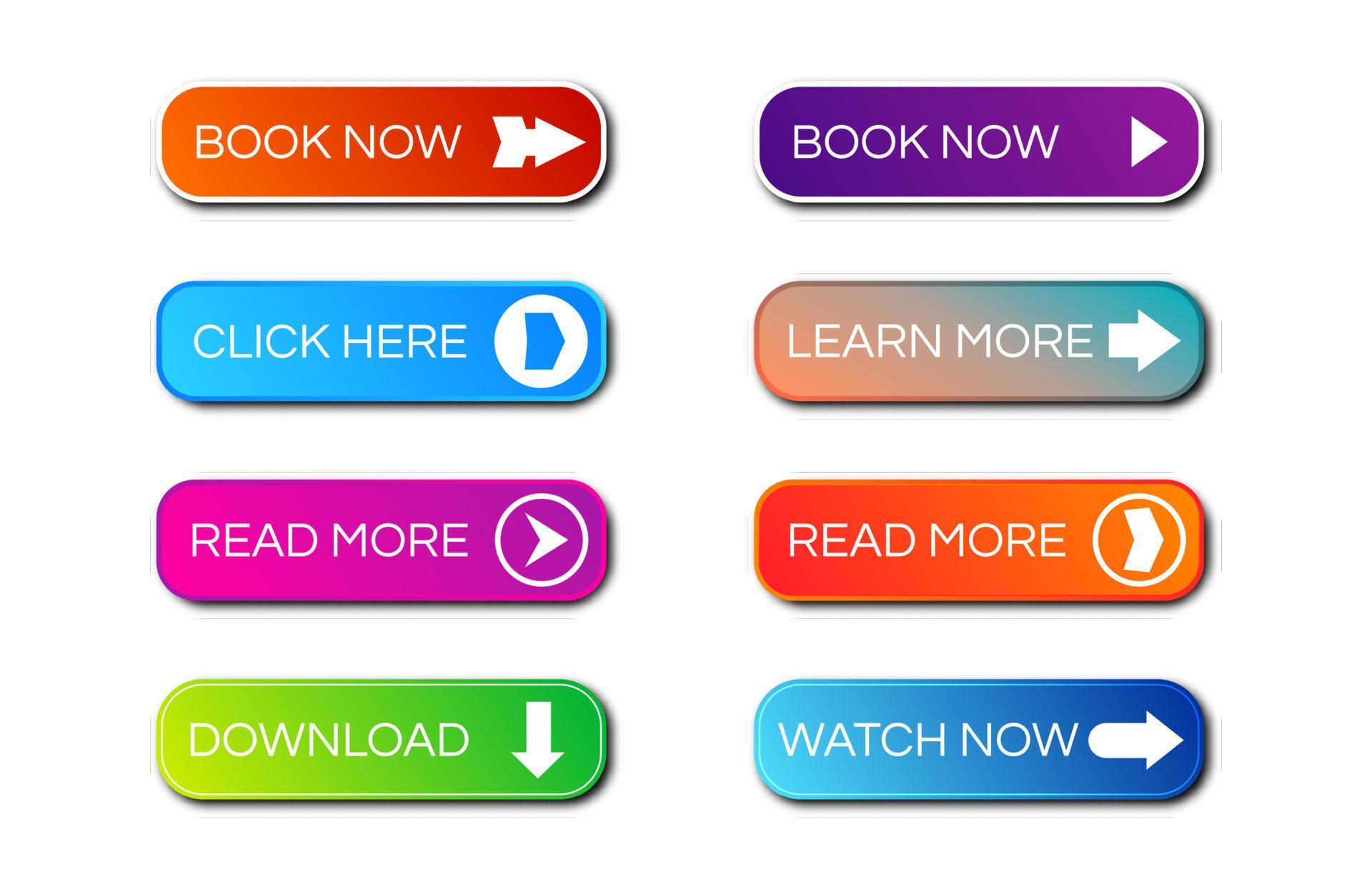 Set of eight modern gradient buttons with shadows. Read more Buttons ...