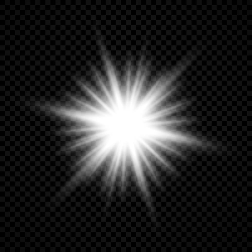 Light effect of lens flares. White glowing lights starburst effects with sparkles on a ...