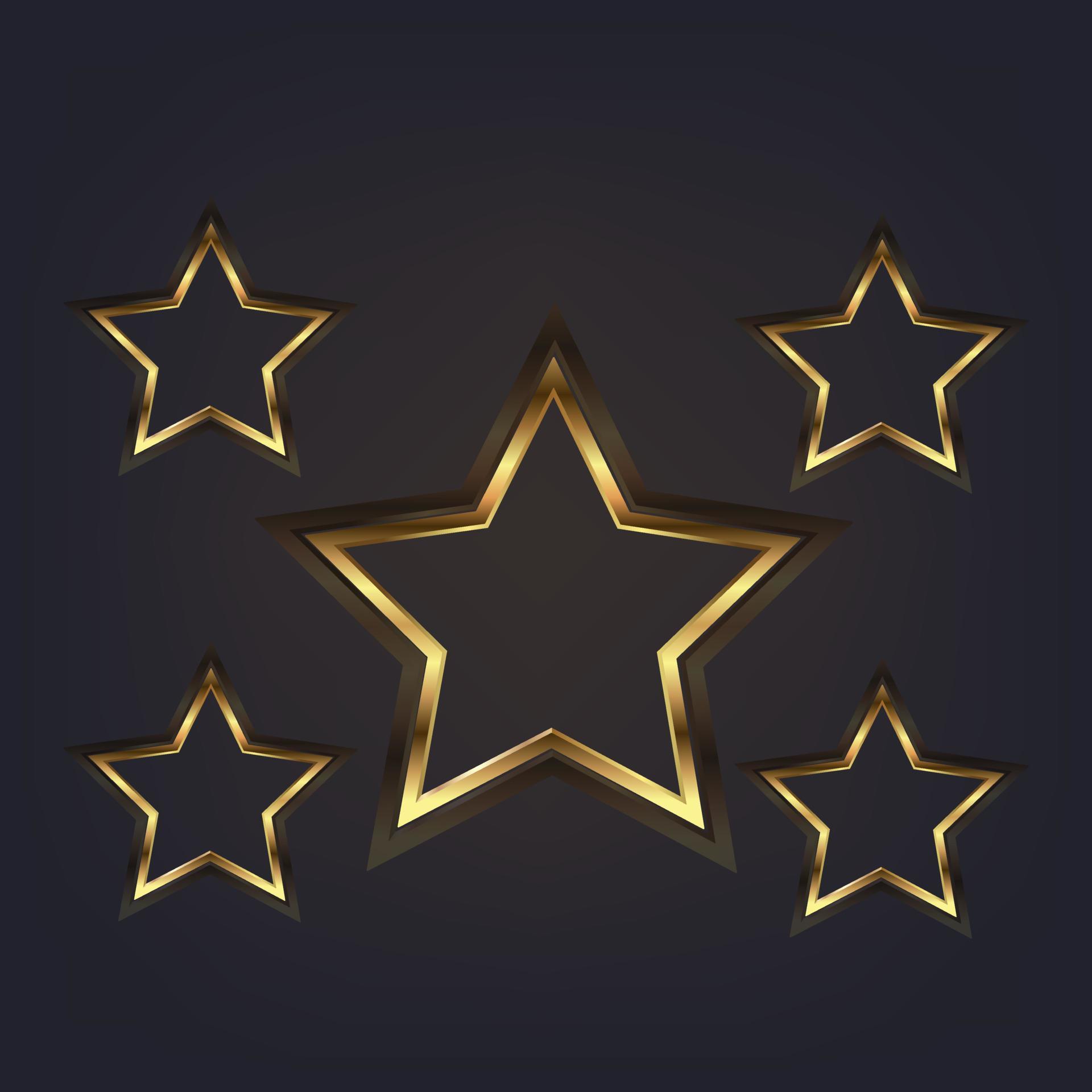 Set of premium stars in vector, illustration style, modern gold stars icon, symbol, mark and ...