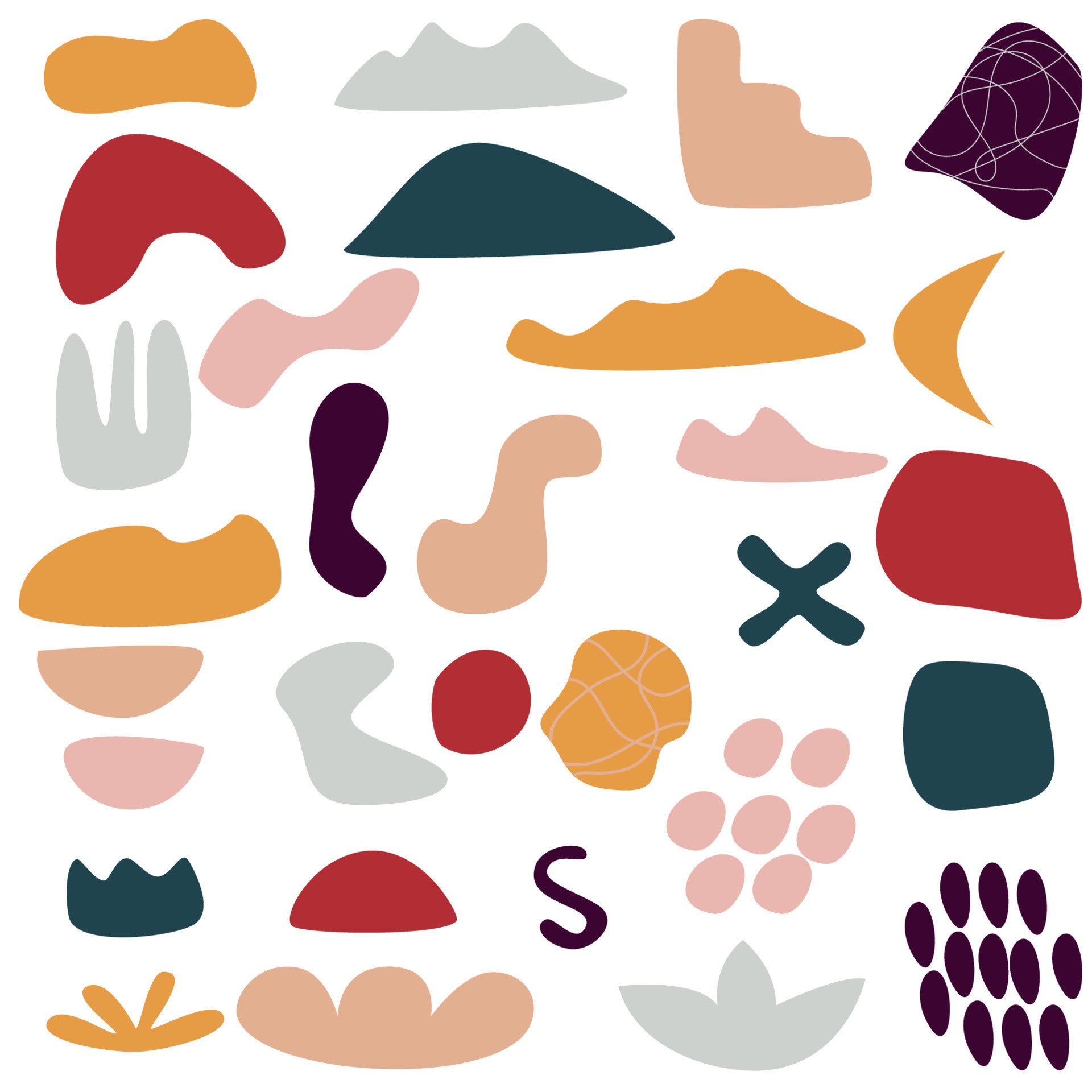 Set of trendy abstract shapes on isolated white background. Big summer ...