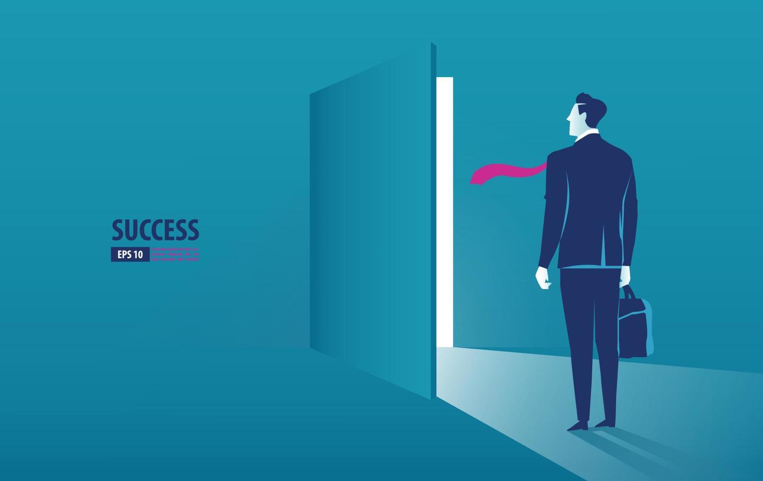 Businessman Opening The Secret Door Business Vector Concept