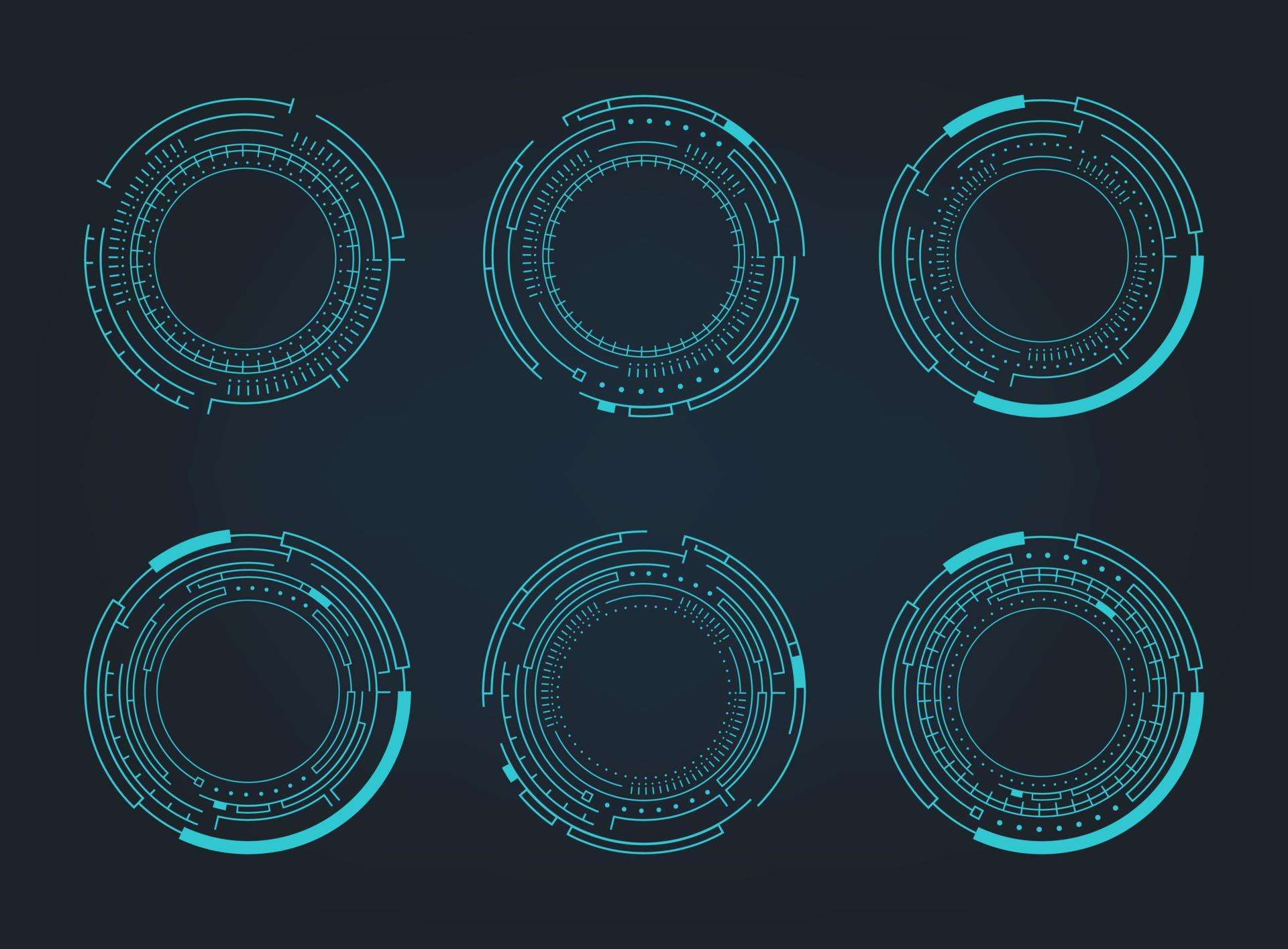 Futuristic abstract HUD. Circle technology elements set. Futuristic hud interface. Vector ...