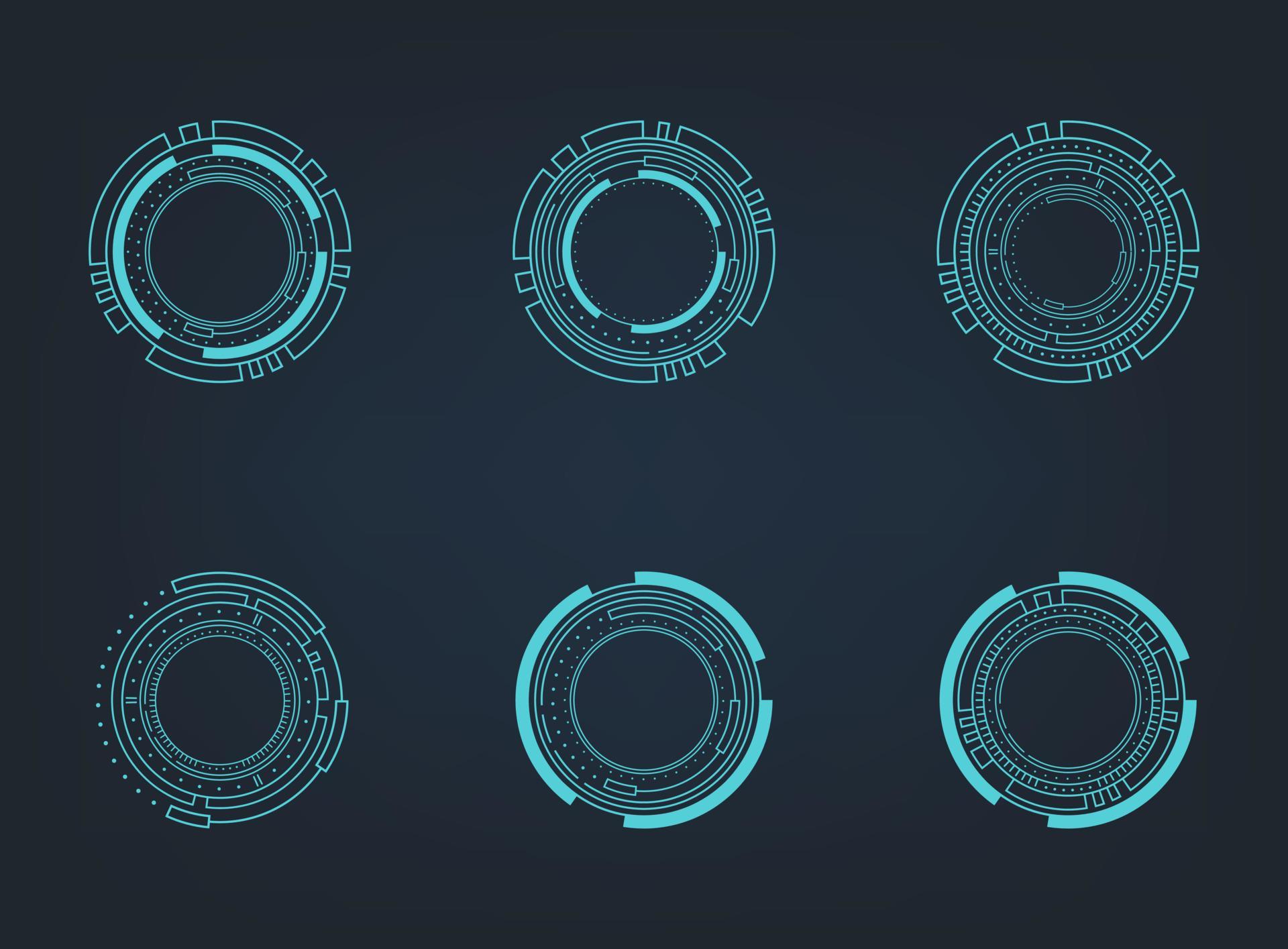 Futuristic abstract HUD. Circle technology elements set. Futuristic hud interface. Vector ...