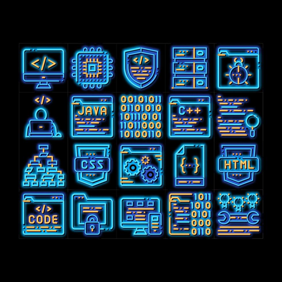 Coding System Vector neon glow icon illustration 17792015 Vector Art at Vecteezy