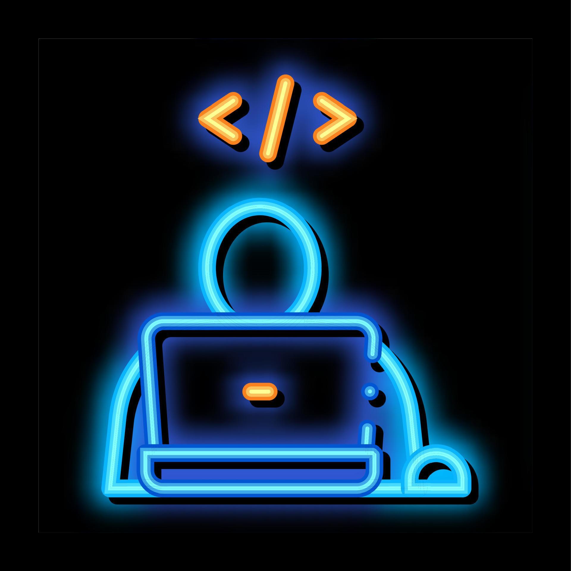 Programmer Coding Laptop neon glow icon illustration 17792022 Vector ...