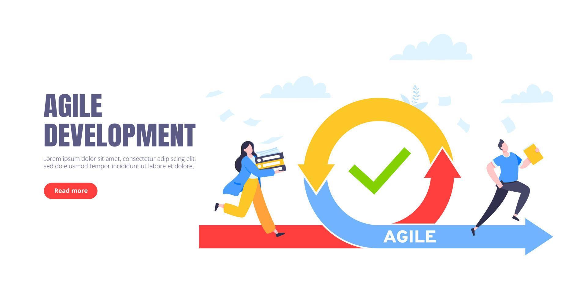 Agile development methodology business concept flat style design vector ...