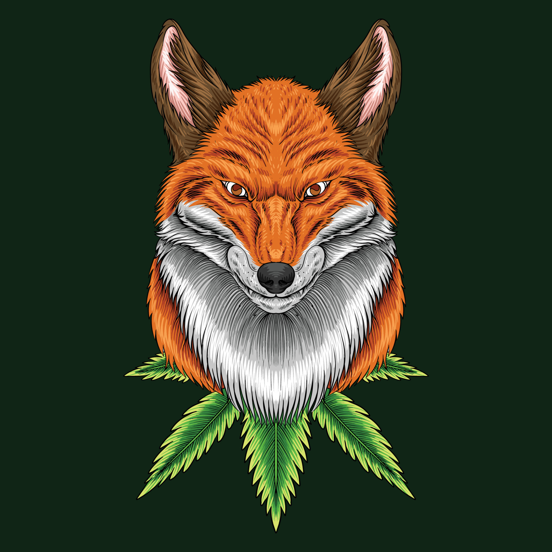 Fox Psychedelic with green leaf 17793099 Vector Art at Vecteezy Fox Psychedelic with green leaf 17793099 Vector Art at Vecteezy
