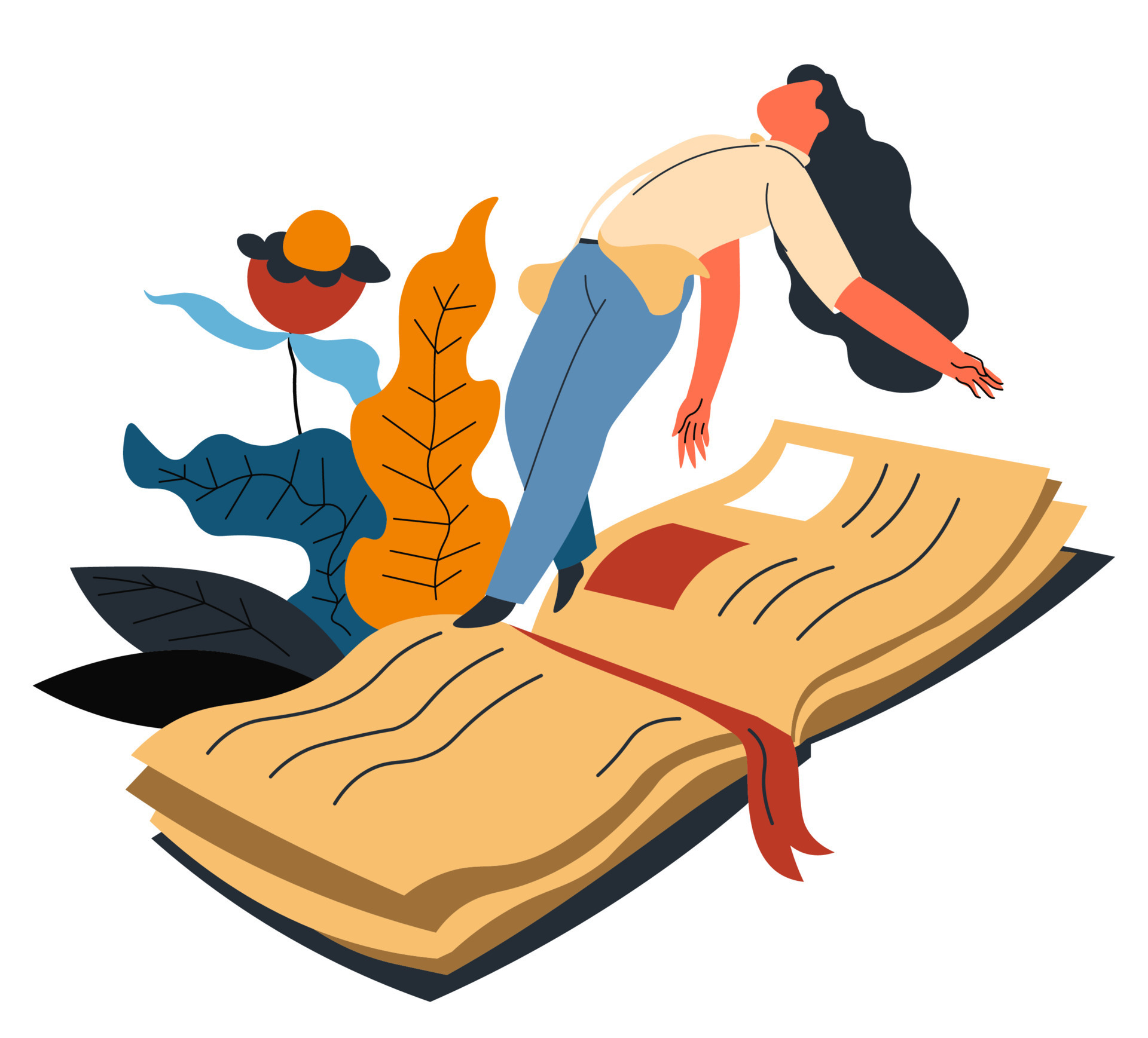 descubrimientos de mundos de fantasía en libros mientras lee 17794215 Vector en Vecteezy