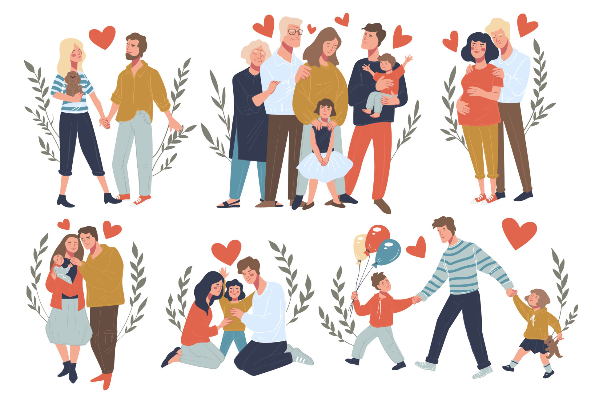 Families of parents and children, happy moments 17795266 Vector Art at ...