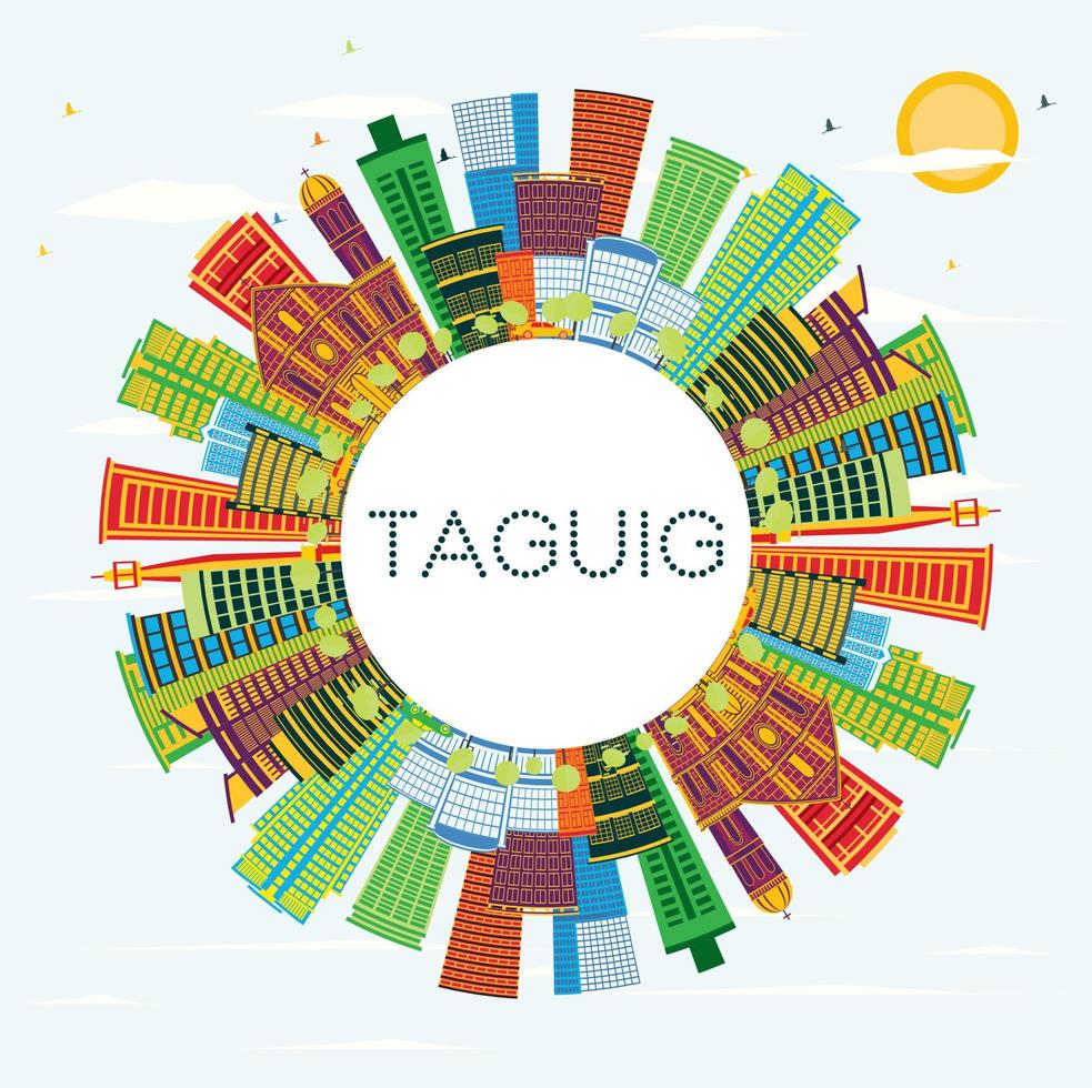 Taguig Philippines City Skyline with Color Buildings, Blue Sky and Copy Space. 17796853 Vector ...