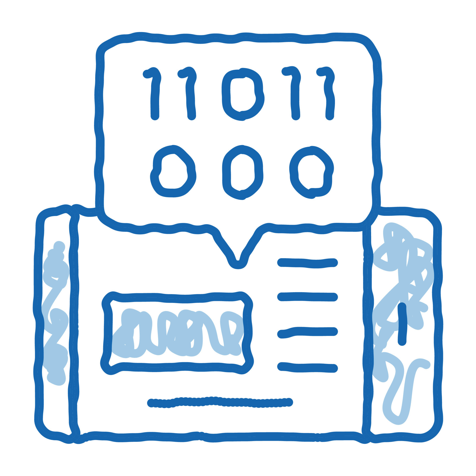 phone app binary code doodle icon hand drawn illustration 17797204 ...