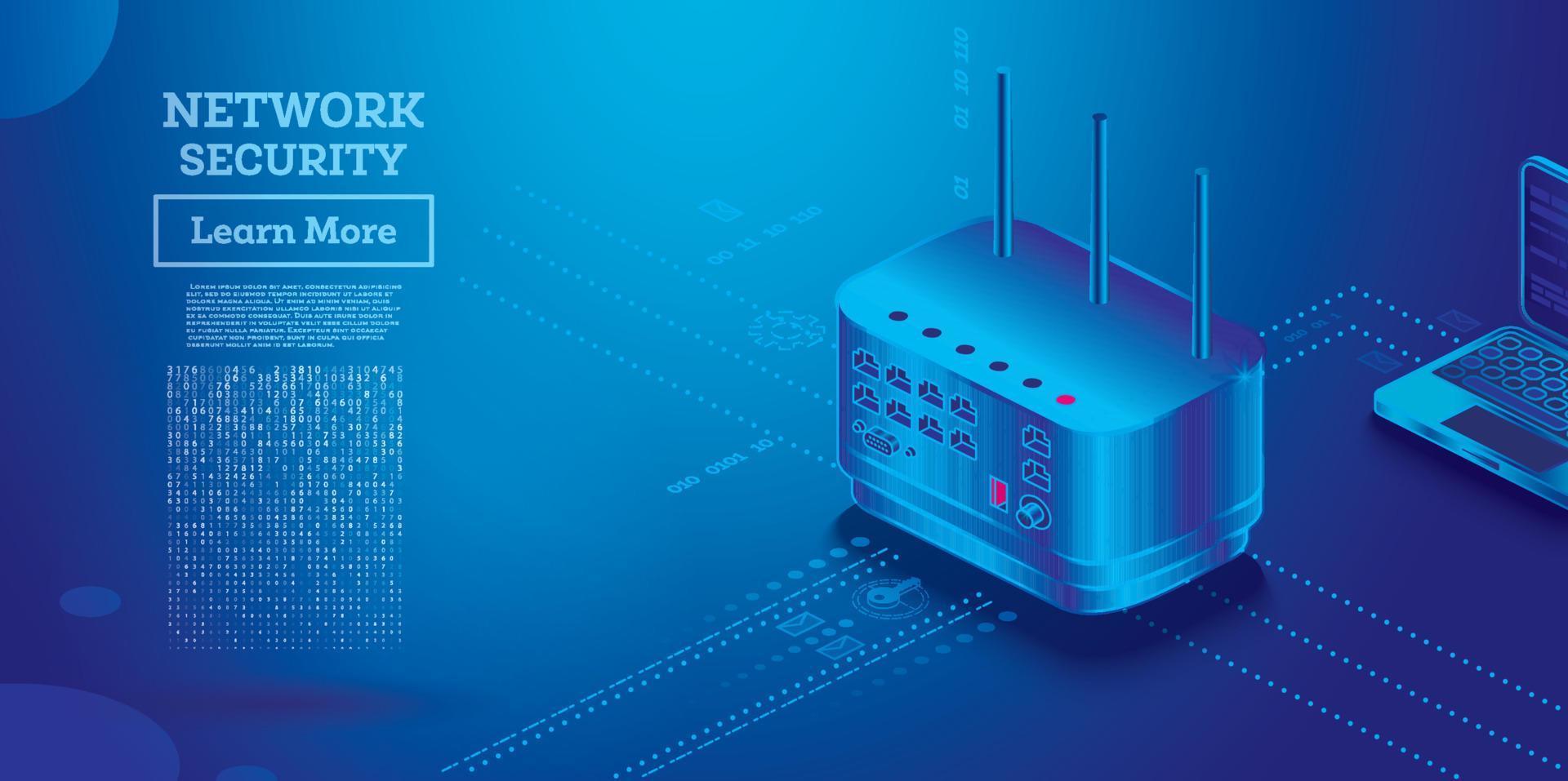 Cyber Security Isometric Concept Gateway Preventing Cyber Attacks