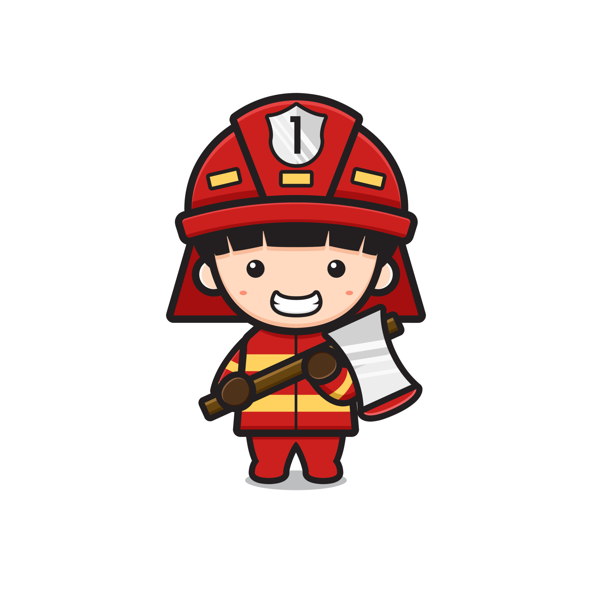 Cute firefighter holding axe cartoon icon vector illustration 17798641 ...