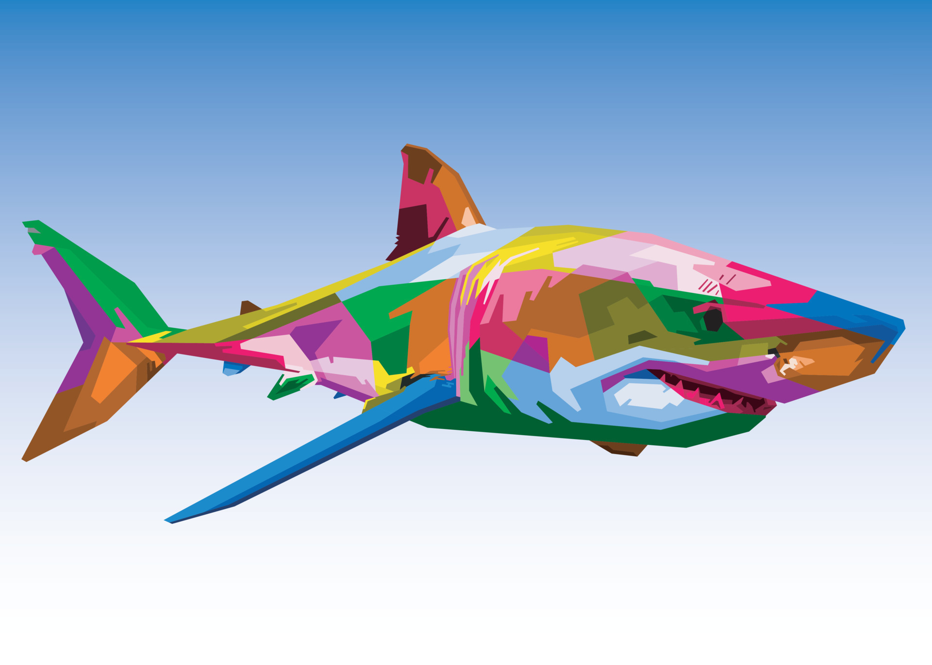 Colorful shark in pop art style isolated on black background 17798691 ...