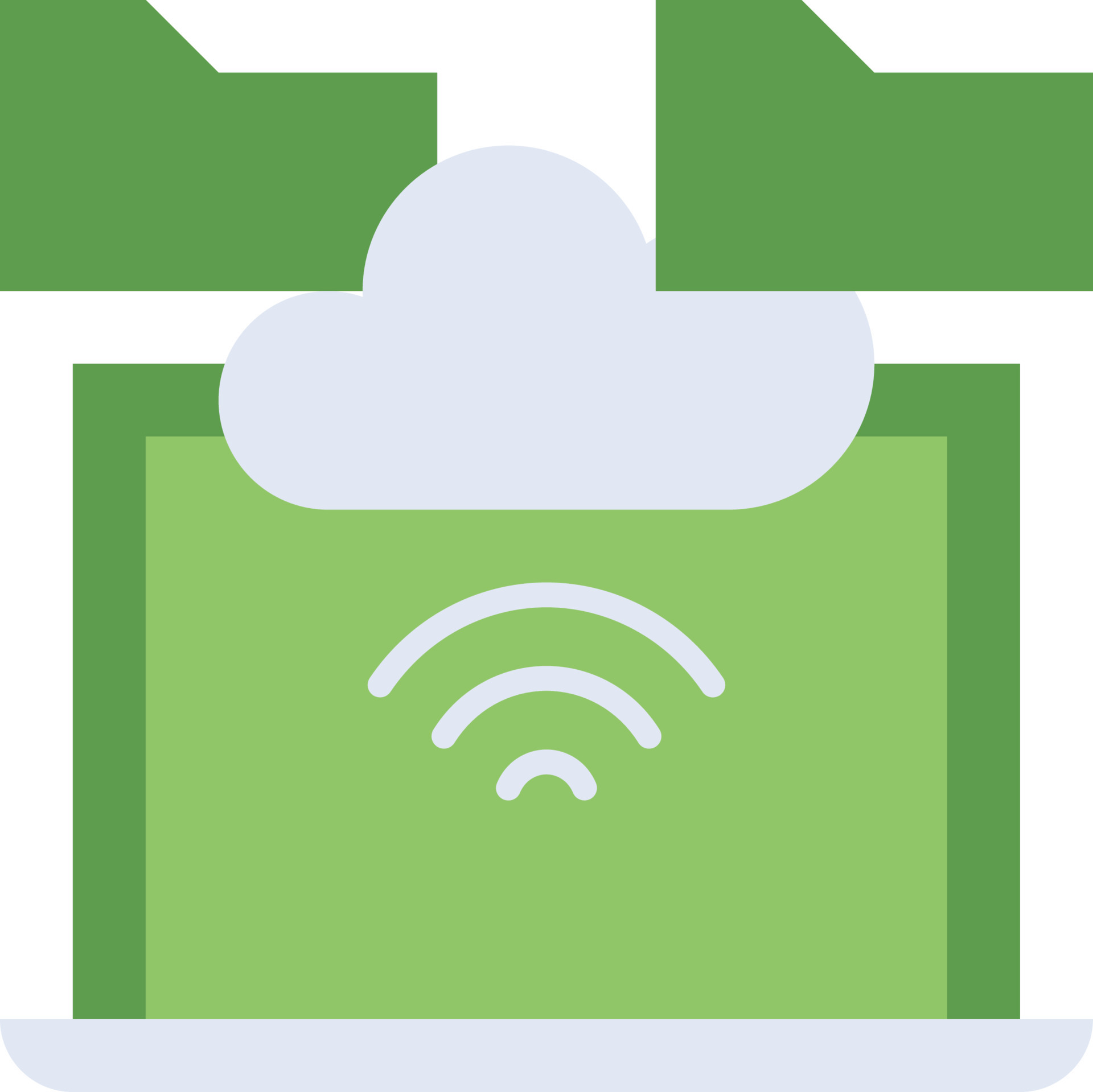 Cloud Data Technology Icon With Green Duotone Style Computing Diagram