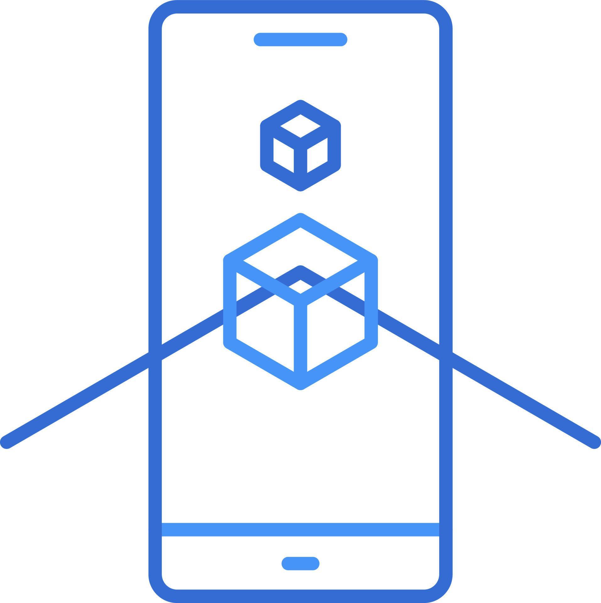 Augmented reality technology icon with blue duotone style. Computing ...