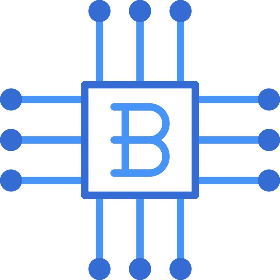 Bitcoin technology icon with blue duotone style. Computing, diagram ...