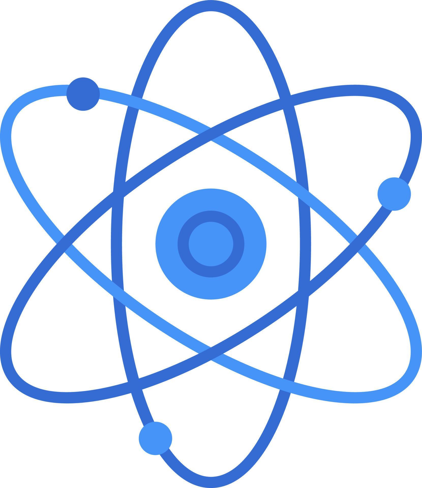 Atom technology icon with blue duotone style. Computing, diagram ...