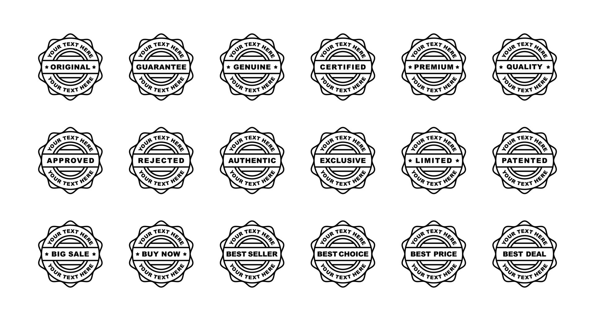 Stamp seal icon set vector illustration 17800461 Vector Art at Vecteezy
