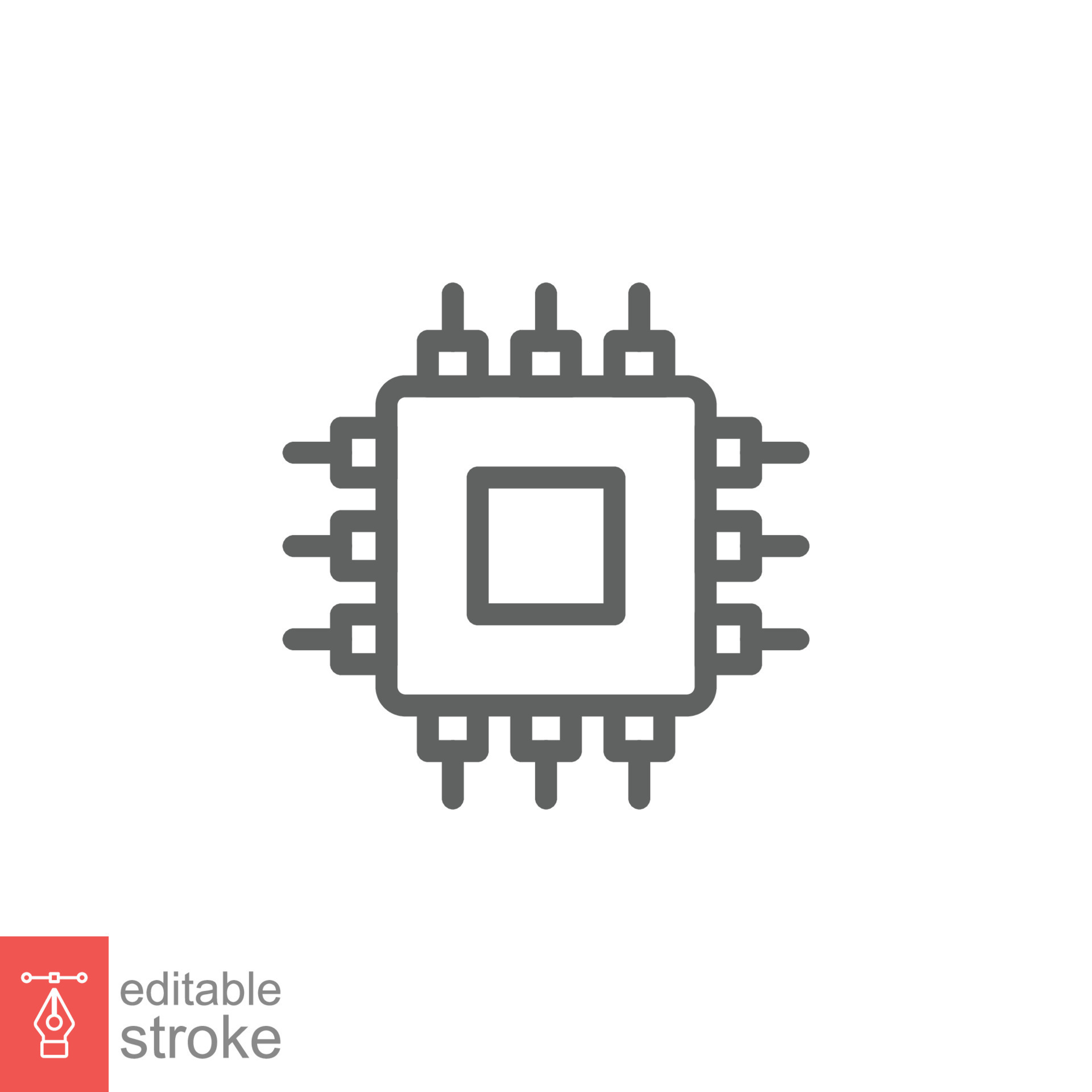 Microchip Icon Simple Outline Style Computer Processor Chip Tech Logo Electronic