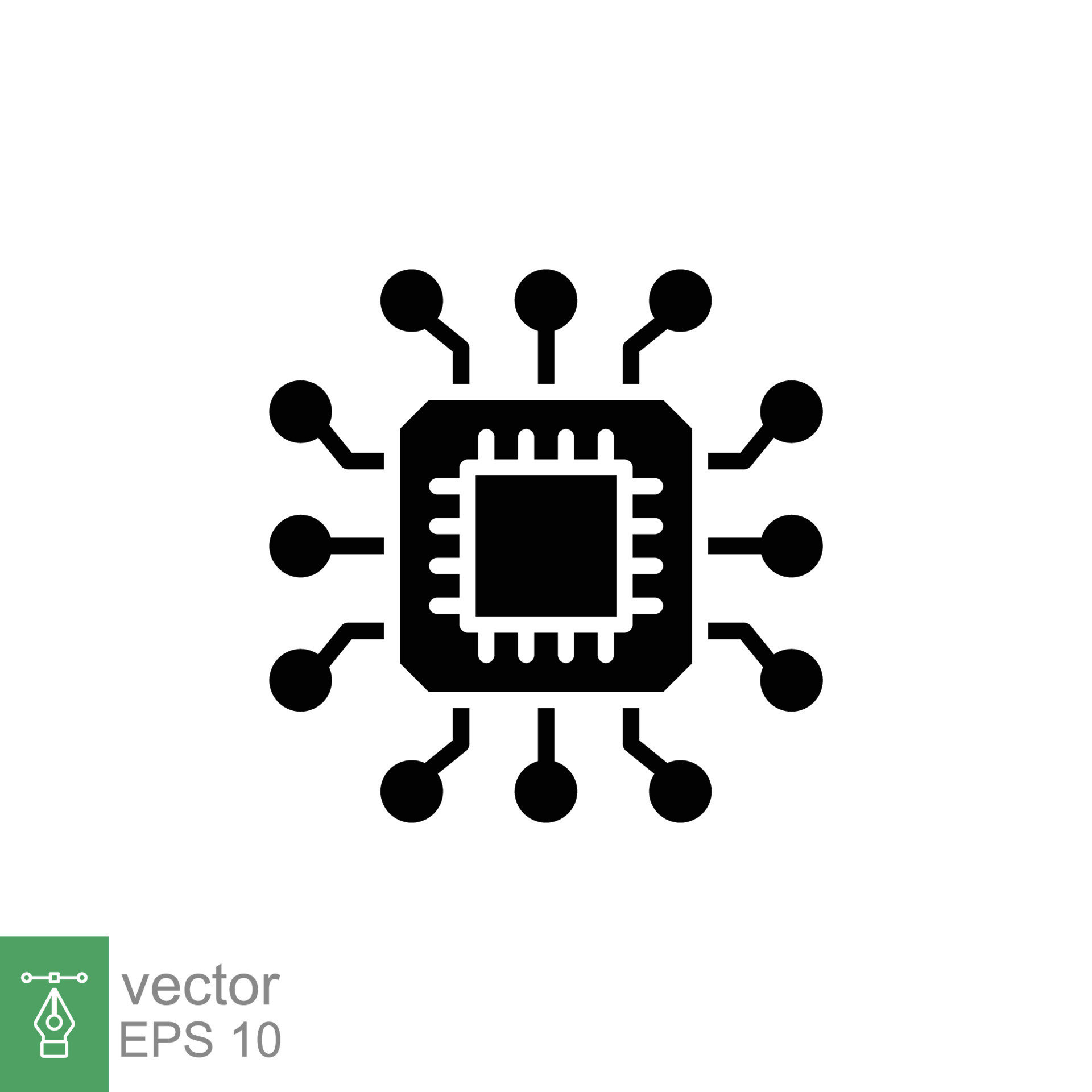 Icono De Microchip Estilo Sólido Simple Procesador De Computadora Chip Logotipo De