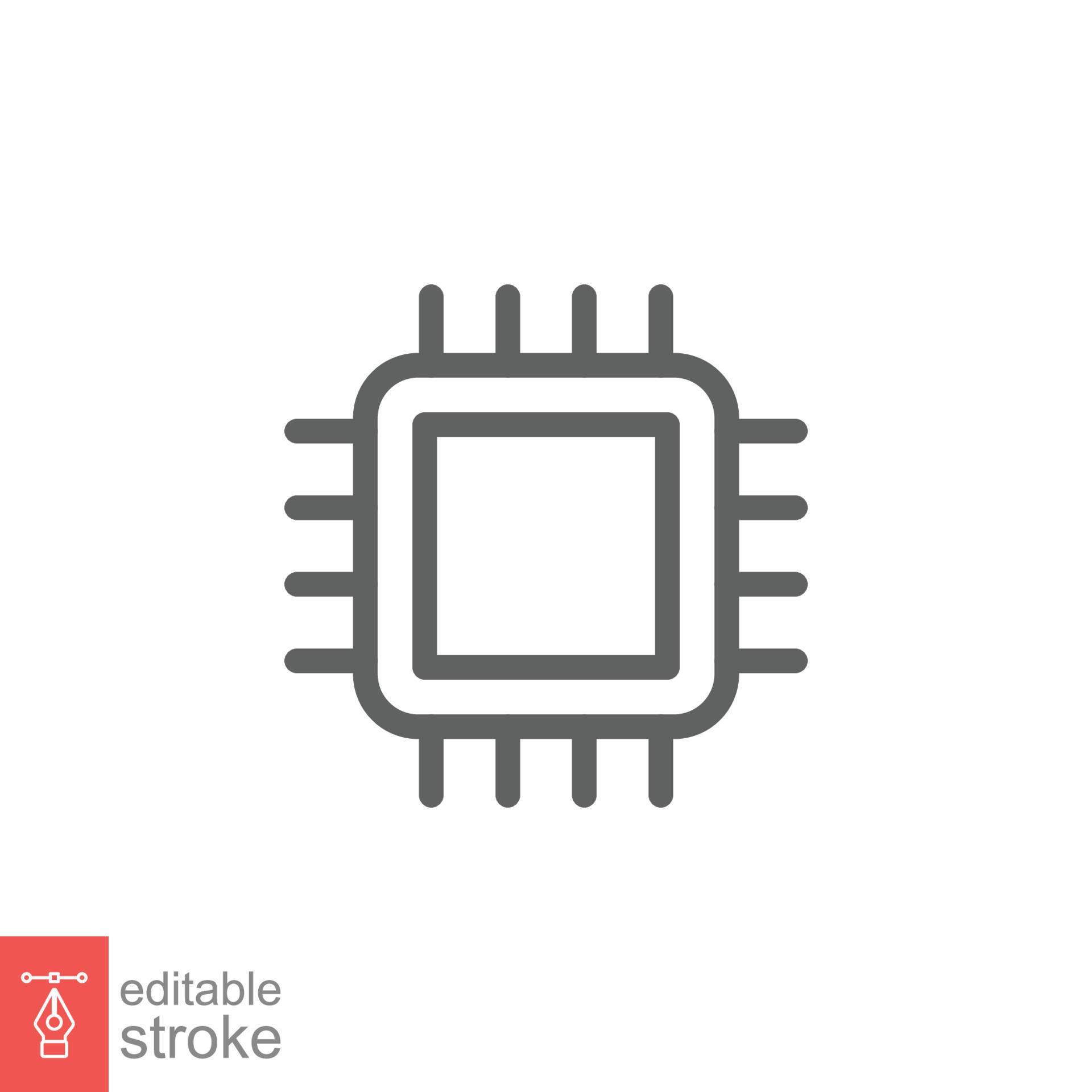 Microchip Icon Simple Outline Style Computer Processor Chip Tech