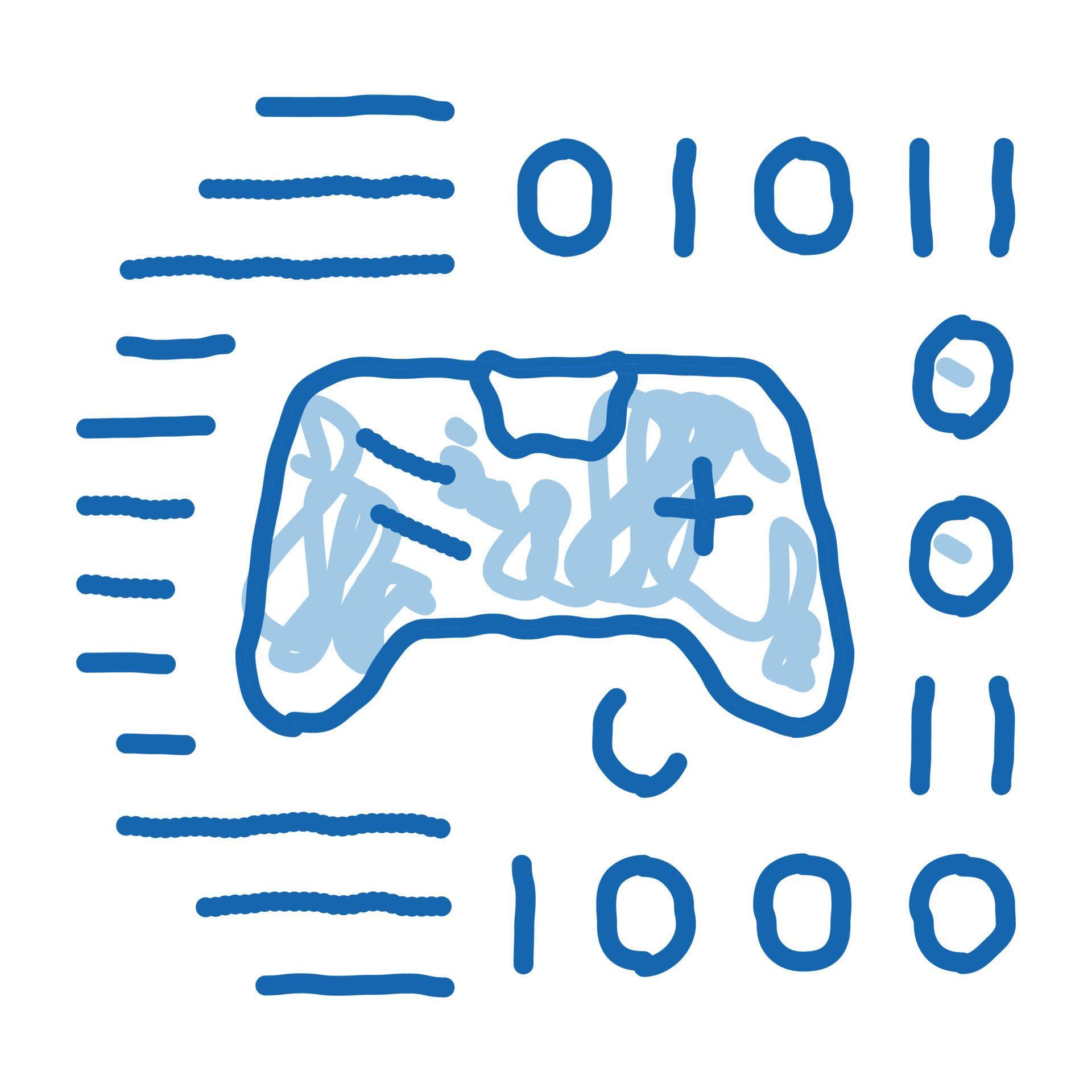 game development binary code doodle icon hand drawn illustration ...