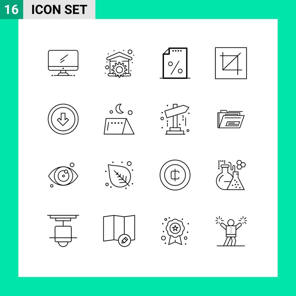 16 Universal Outlines Set For Web And Mobile Applications Layout Design Tool Crop Payment