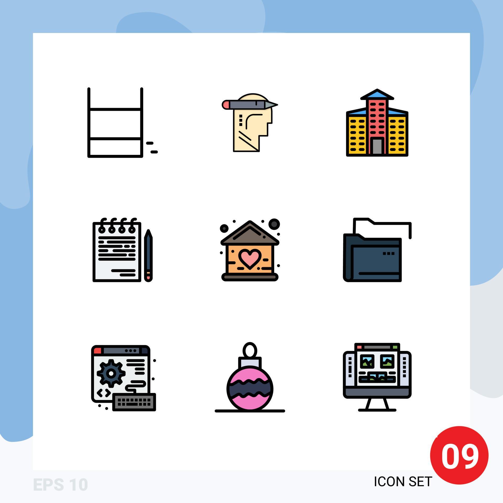 Stock Vector Icon Pack of 9 Line Signs and Symbols for building plan ...