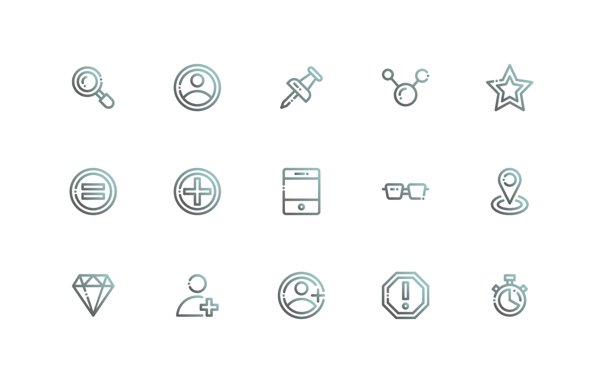 User Interface Essential Icon Set In Line Outline Gradient Style