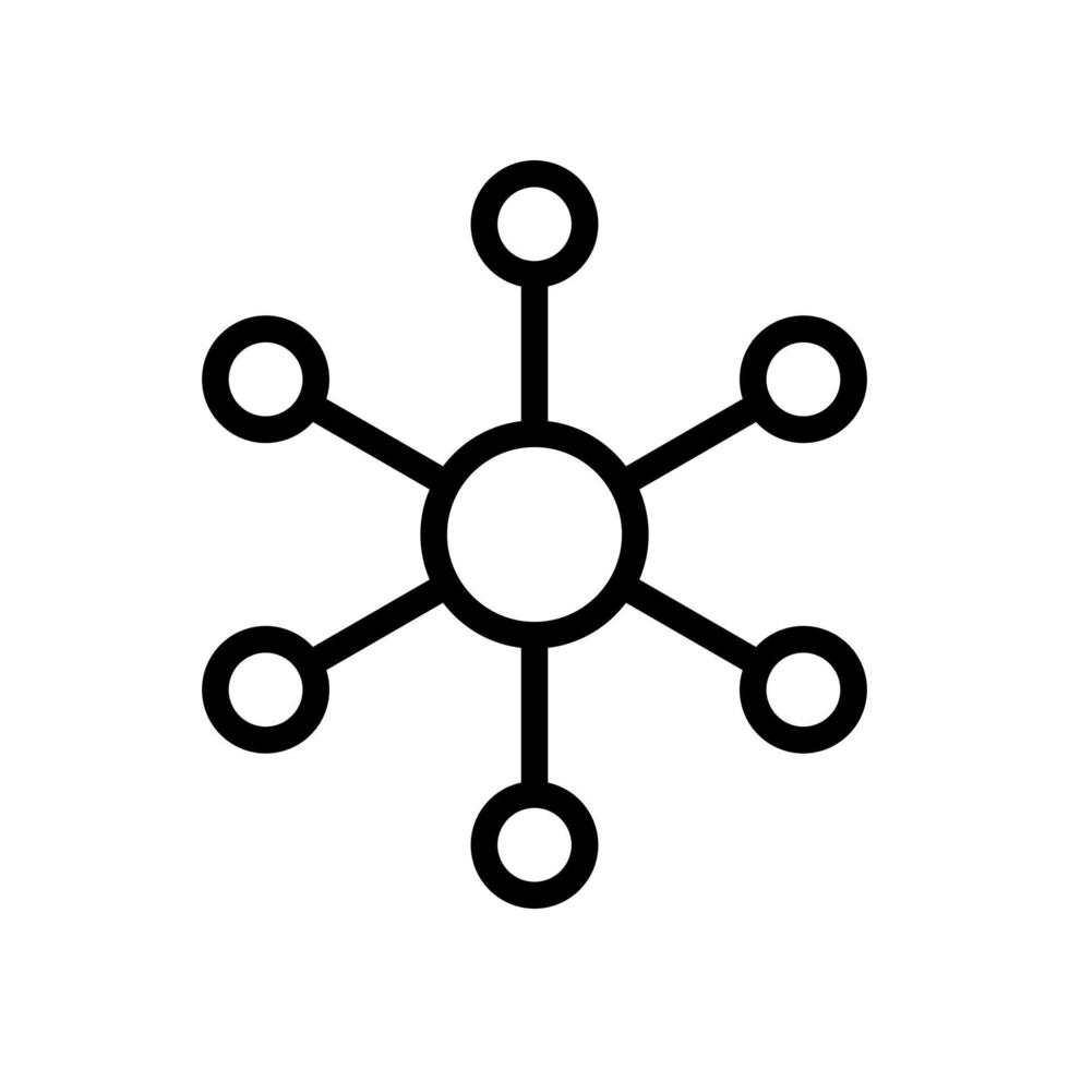 Hub and spoke, network connection, central database icon in line style ...