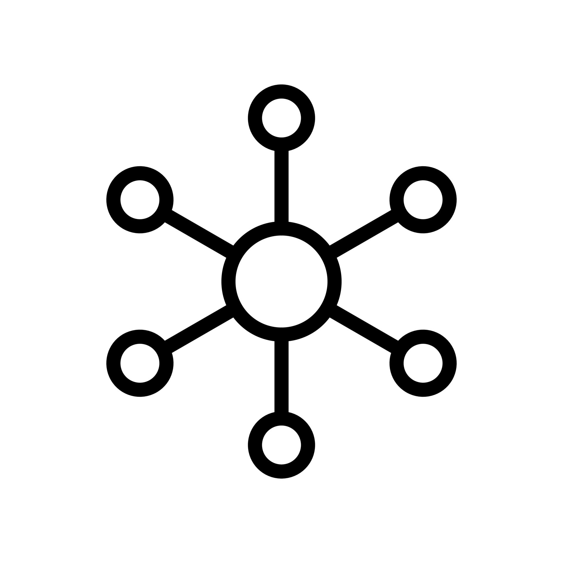 Hub And Spoke Network Connection Central Database Icon In Line Style
