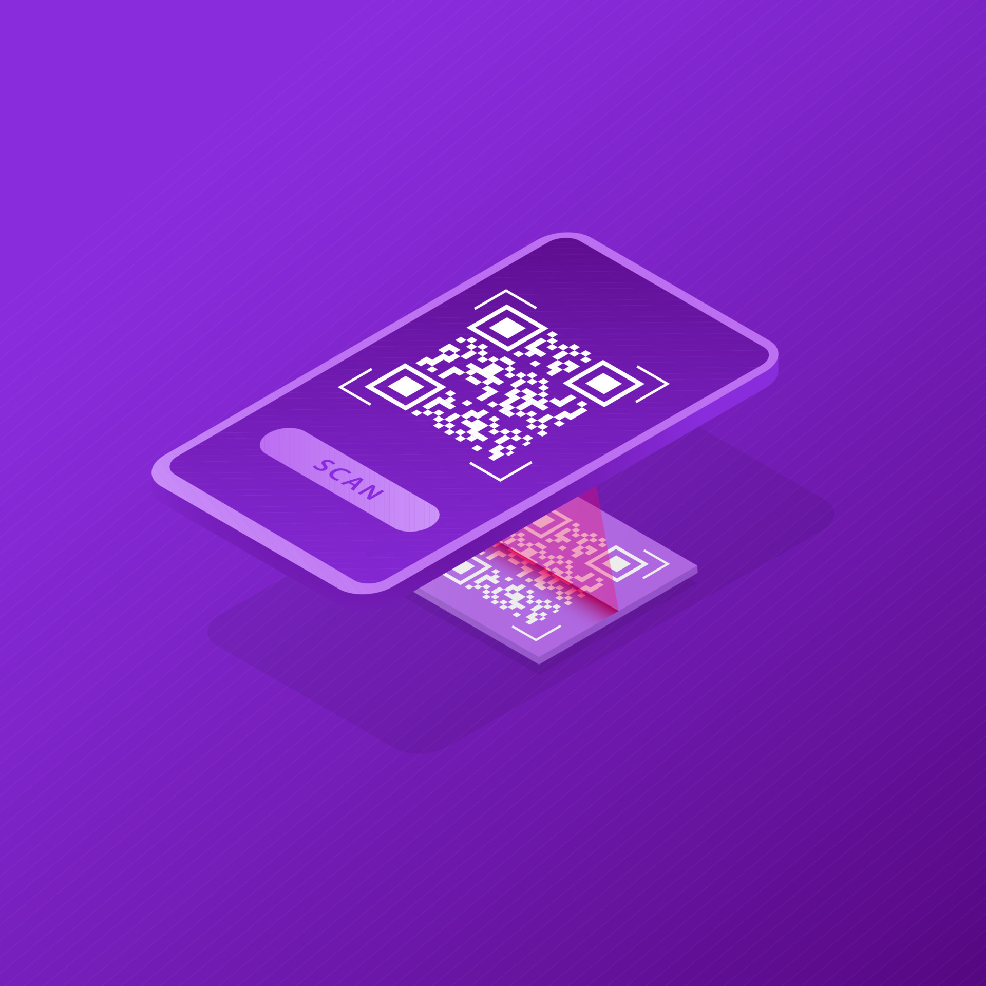 Isometric Smartphone Scanning Qr Code Qr Code Verification Service Web Banner Concept Web