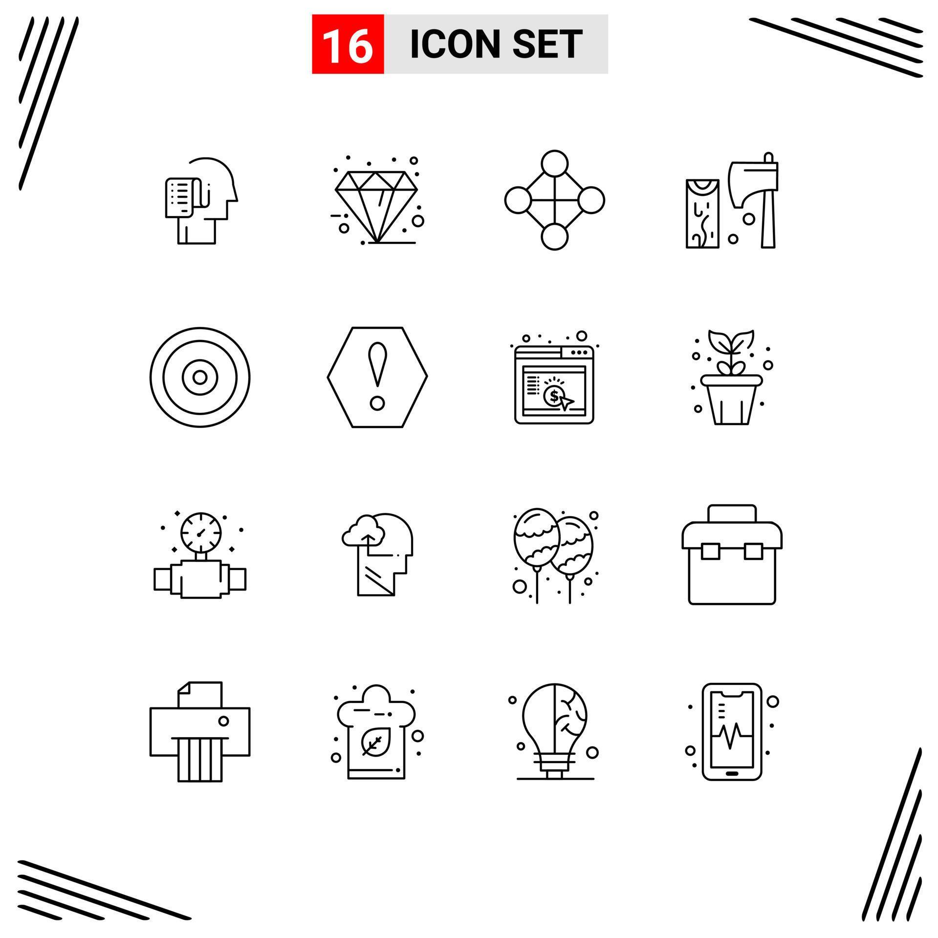 Stock Vector Icon Pack of 16 Line Signs and Symbols for wood cutting ...