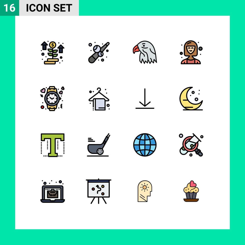 Editable Vector Line Pack of 16 Simple Flat Color Filled Lines of heart ...