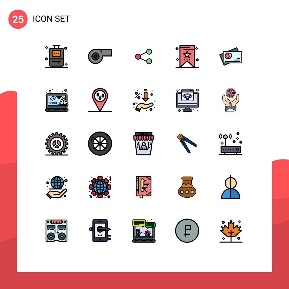 25 Thematic Vector Filled Line Flat Colors And Editable Symbols Of Html Coding Sharing Easter