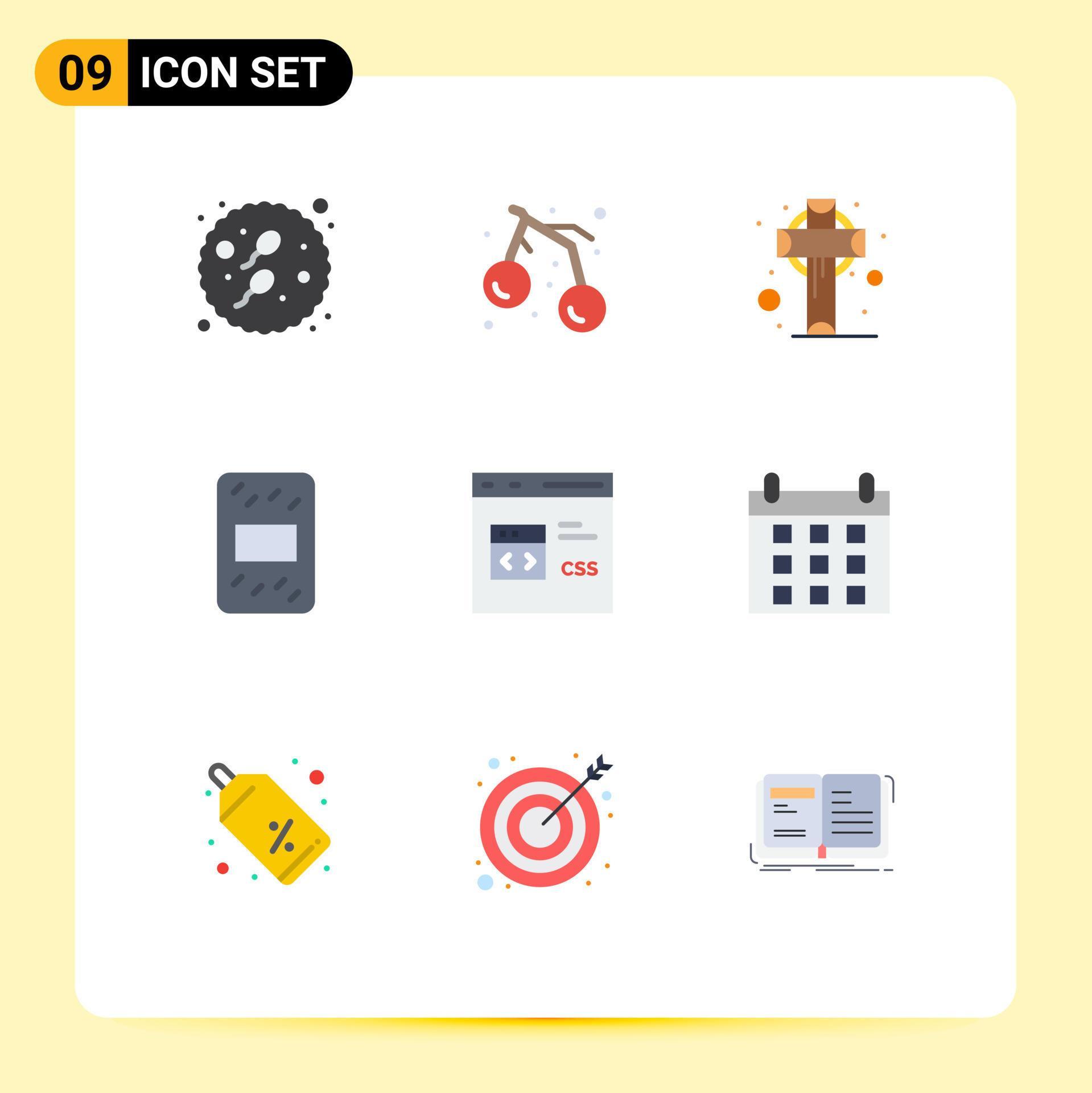 Stock Vector Icon Pack of 9 Line Signs and Symbols for css code cross ...