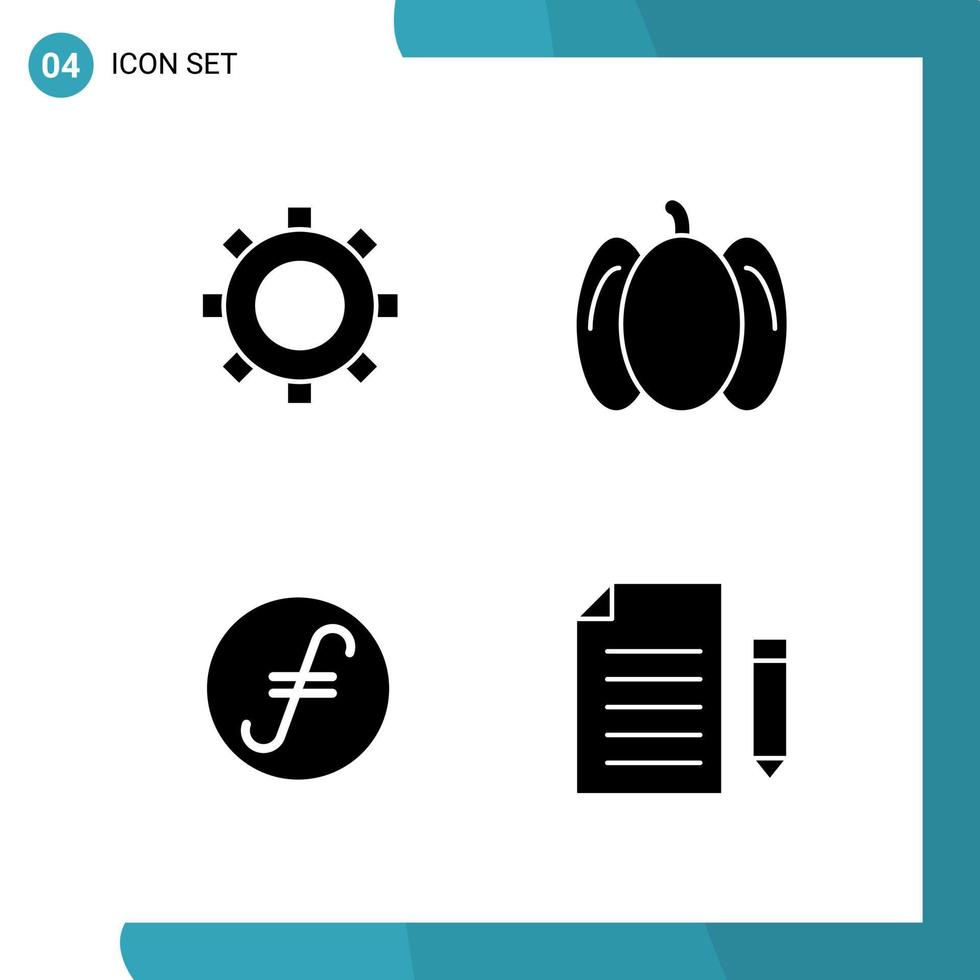 Vector Pack of 4 Glyph Symbols Solid Style Icon Set on White Background ...